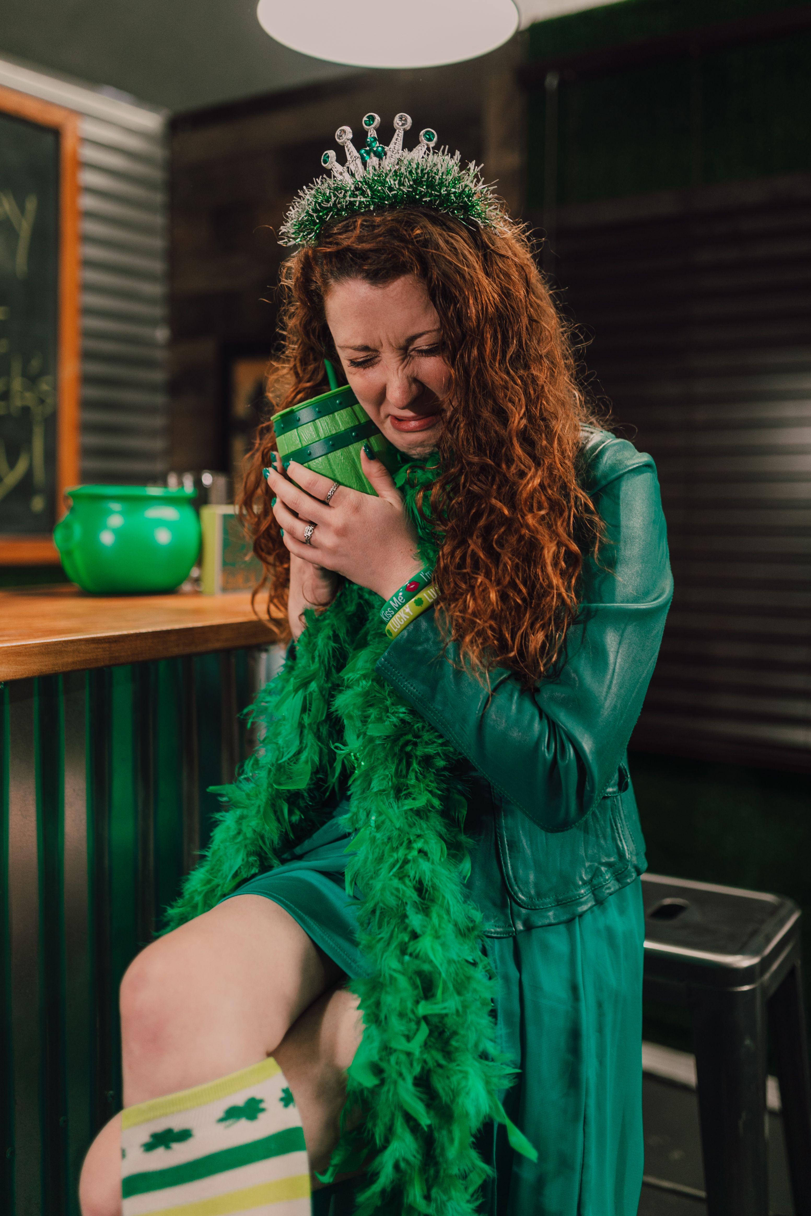 A Woman in Green Coat Crying · Free Stock Photo