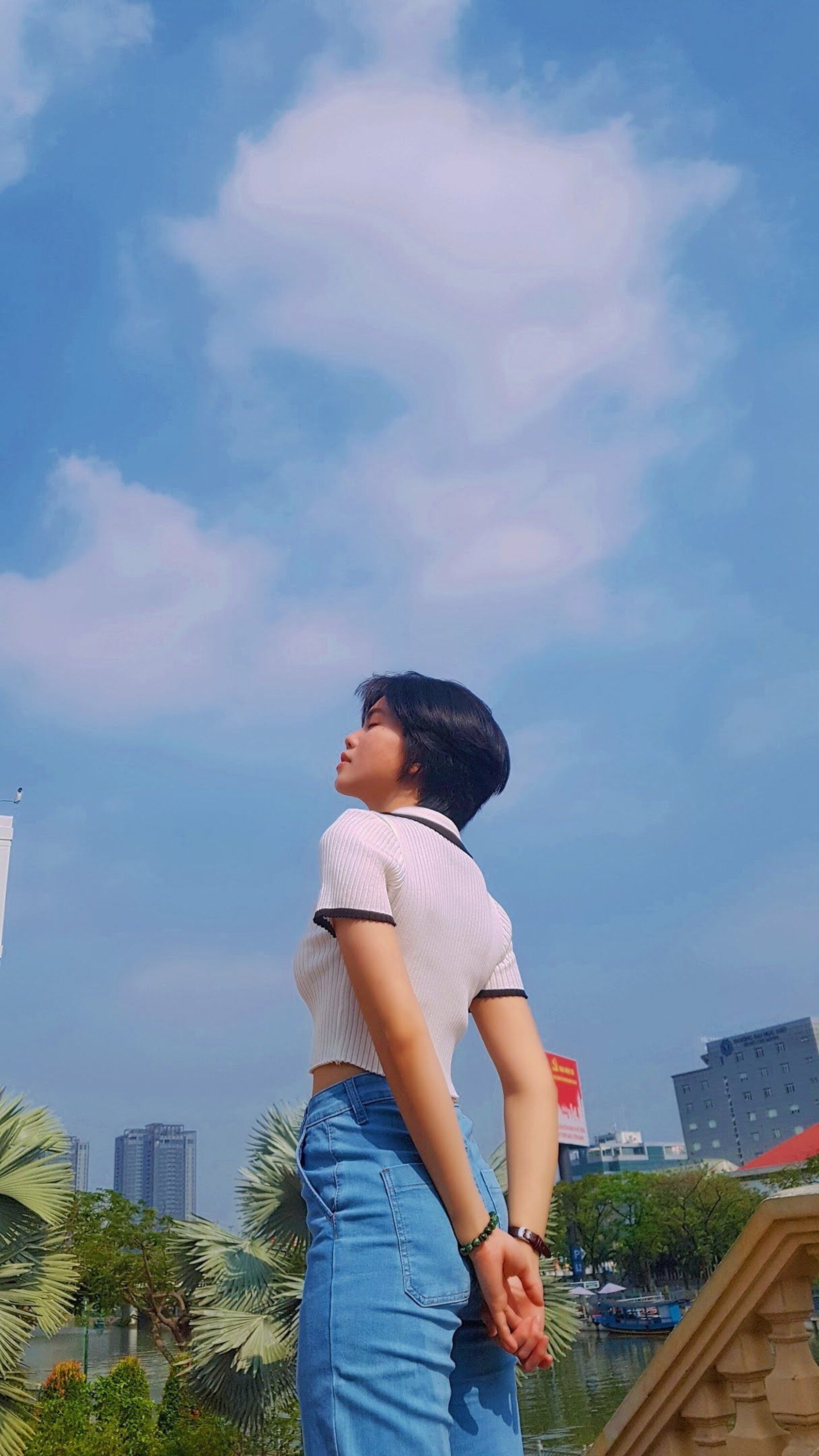 A Low Angle View of a Young Female Saluting With Eyes Closed · Free ...