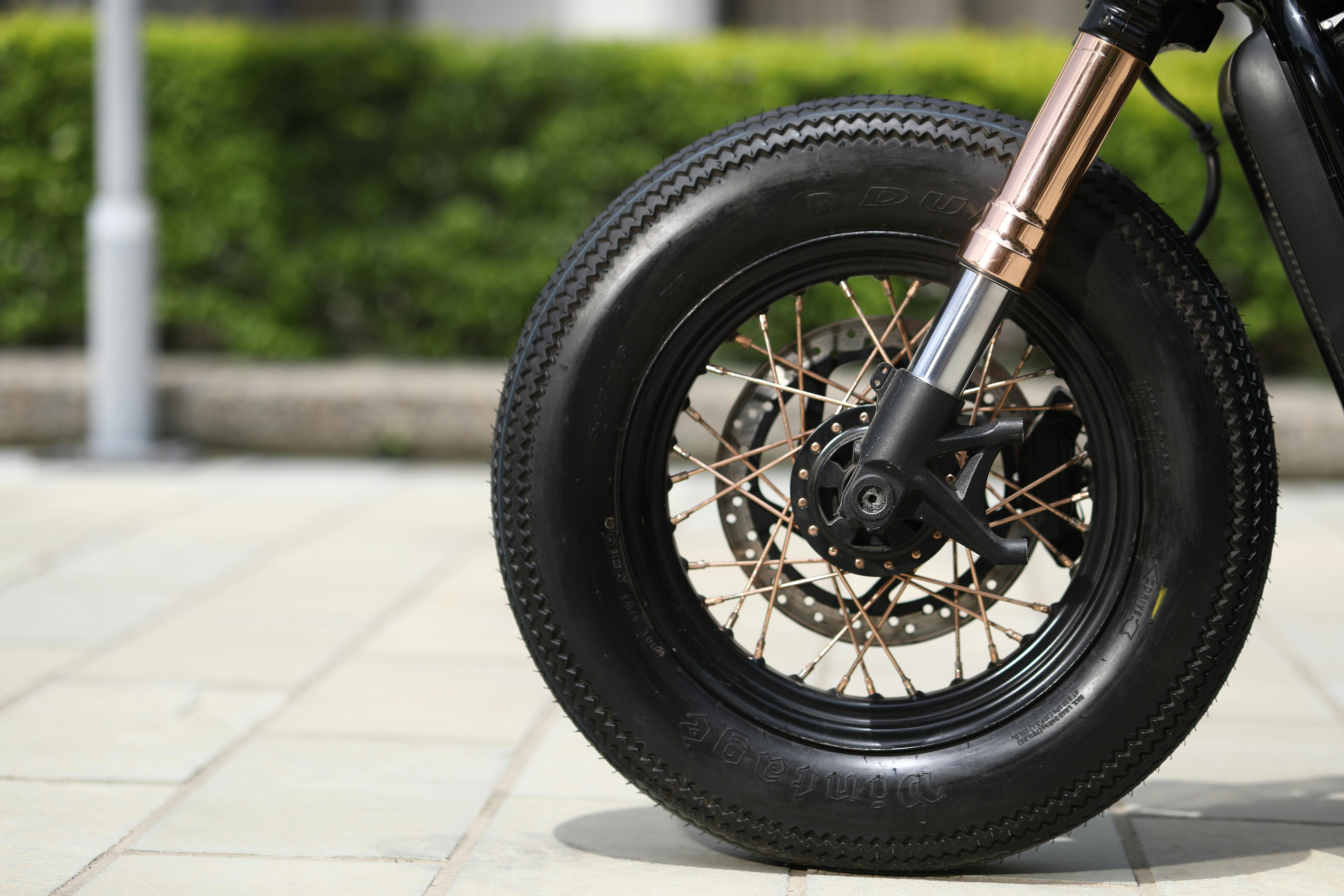 Close-up Photo of Black Tire of a Motorcycle · Free Stock Photo