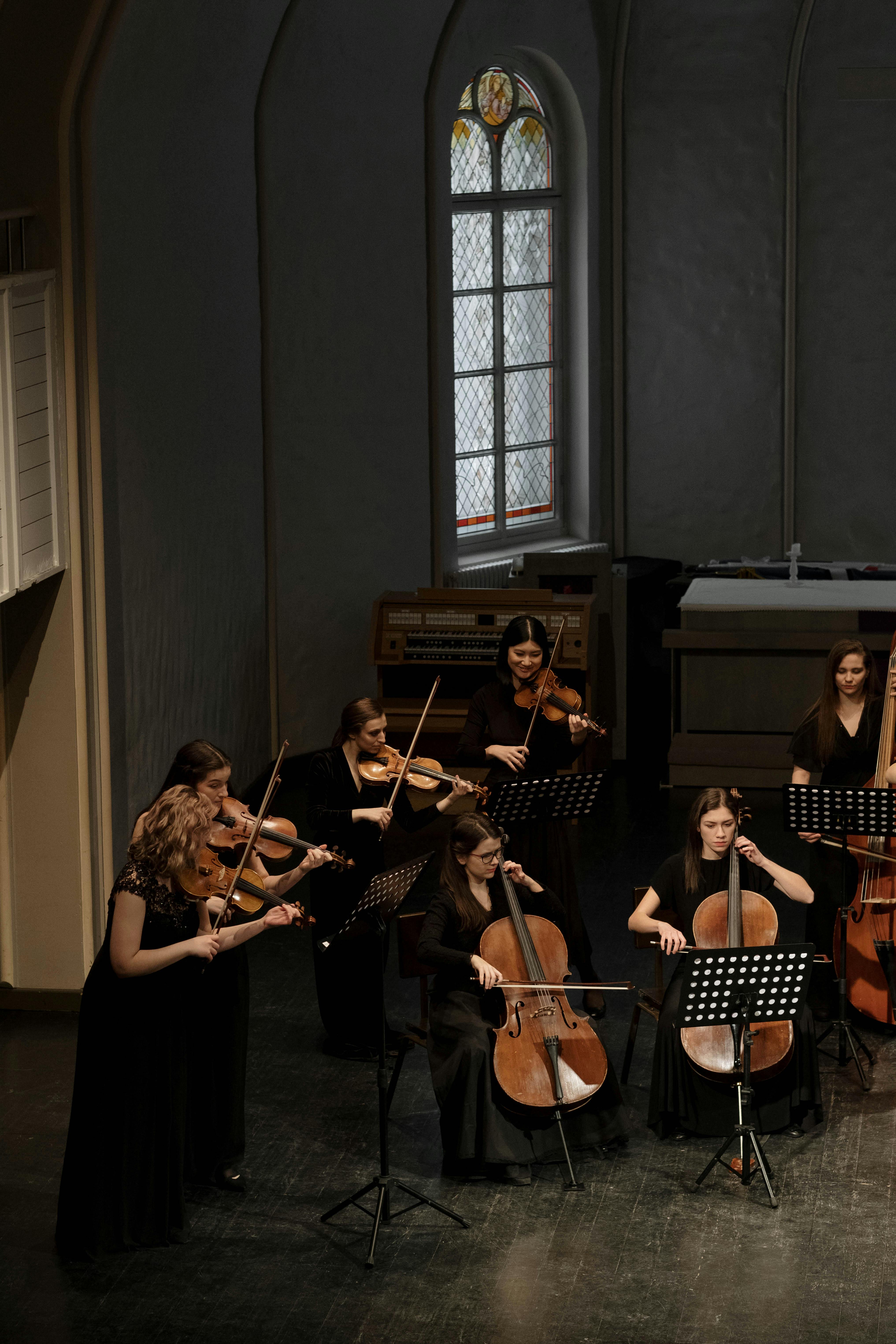 A Group of People Playing Musical Instruments on the Stage · Free Stock ...