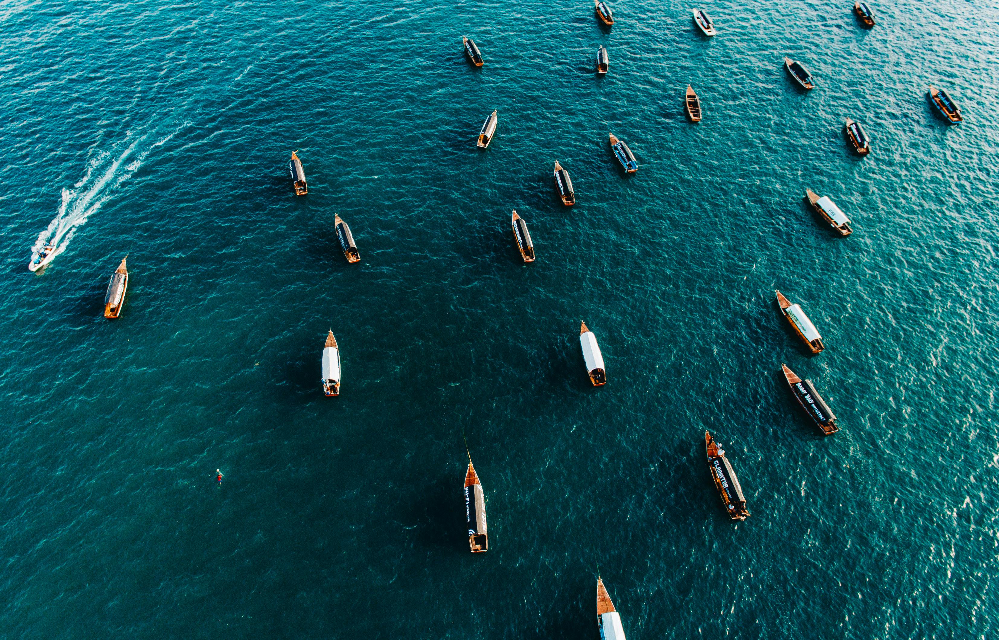 Aerial View of Boats on Sea · Free Stock Photo