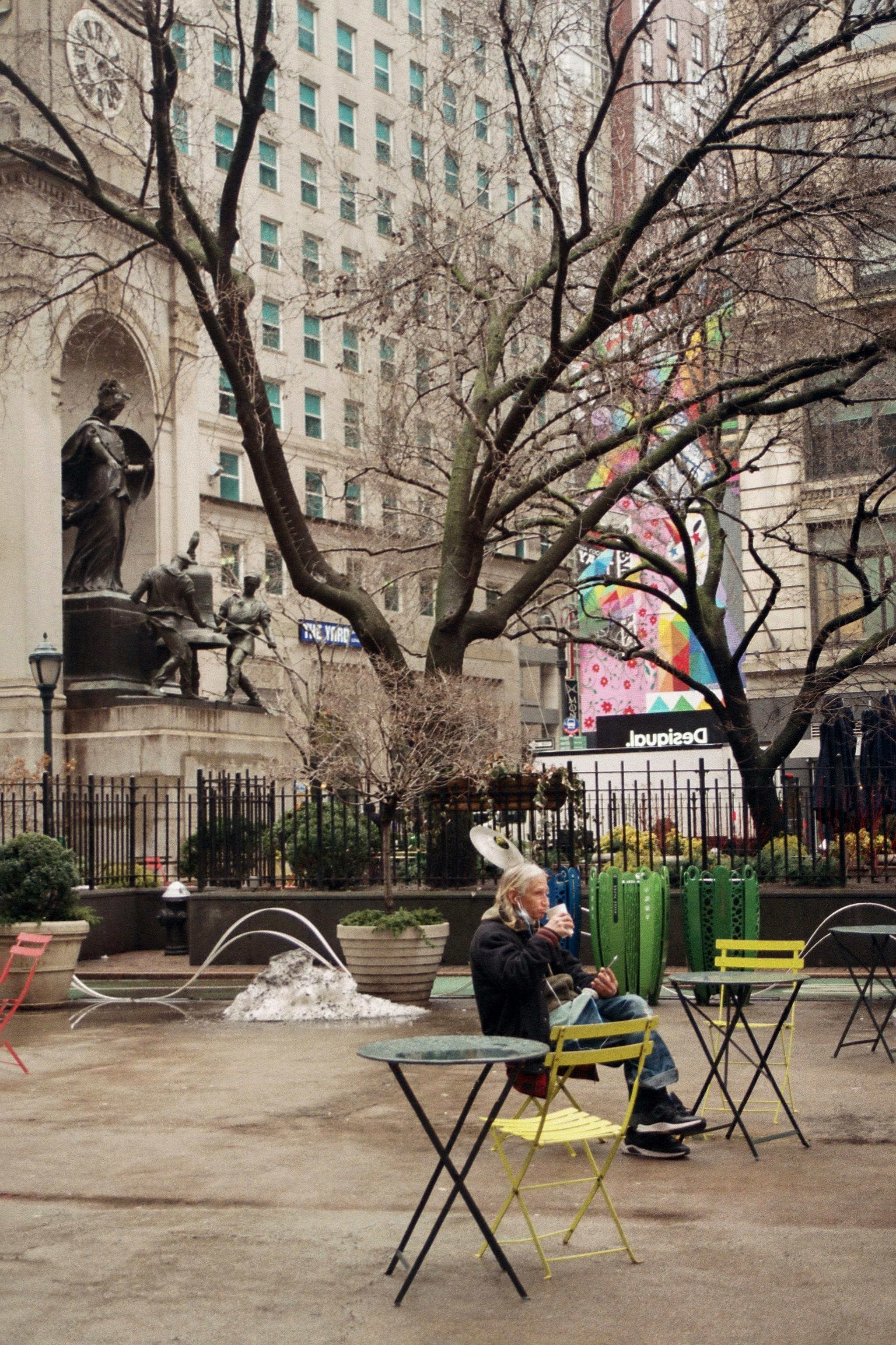 Exterior of street cafe with folding tables and chairs · Free Stock Photo