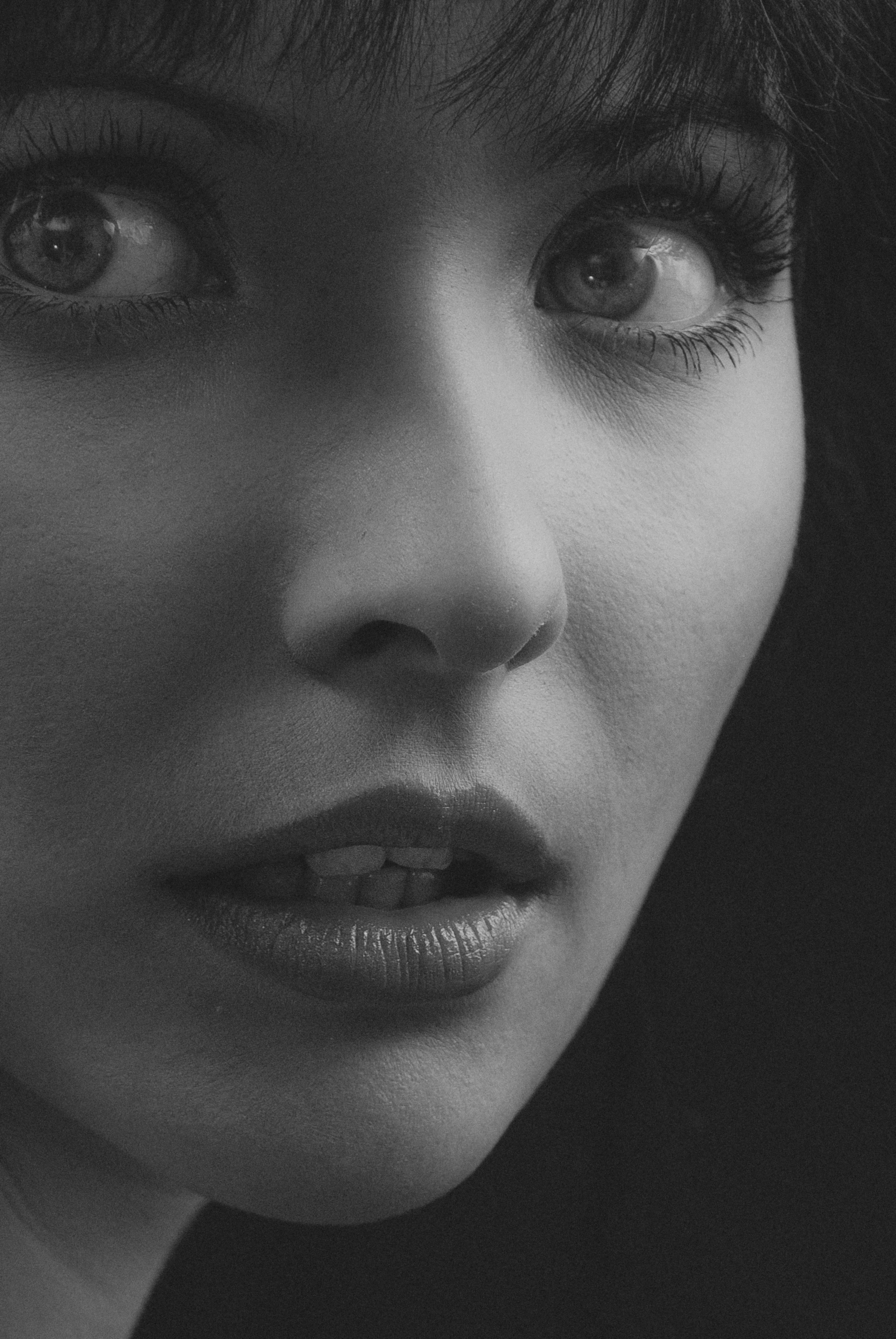 Grayscale Photo of Woman's Face · Free Stock Photo