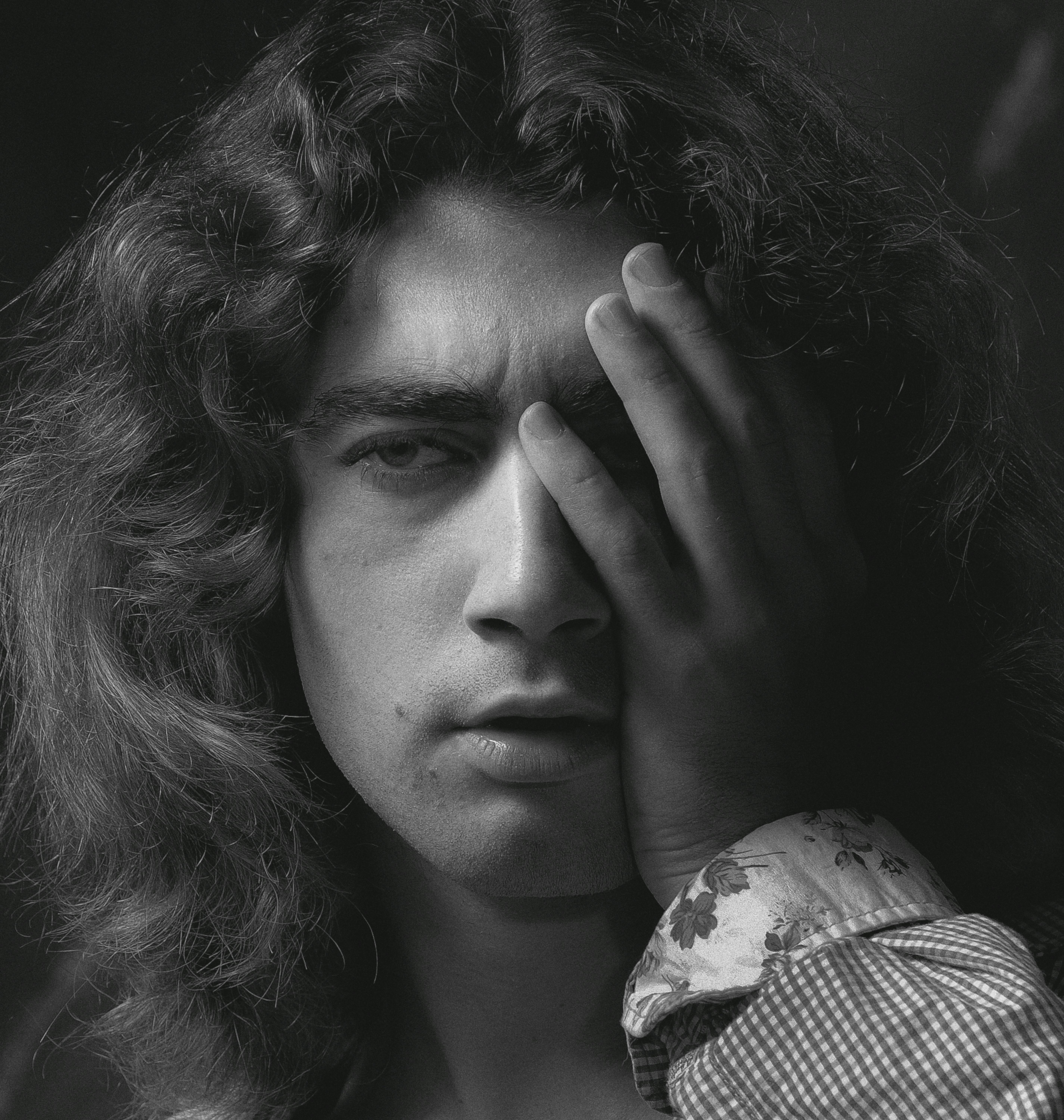 Grayscale Photo of Man With Hand on Face · Free Stock Photo