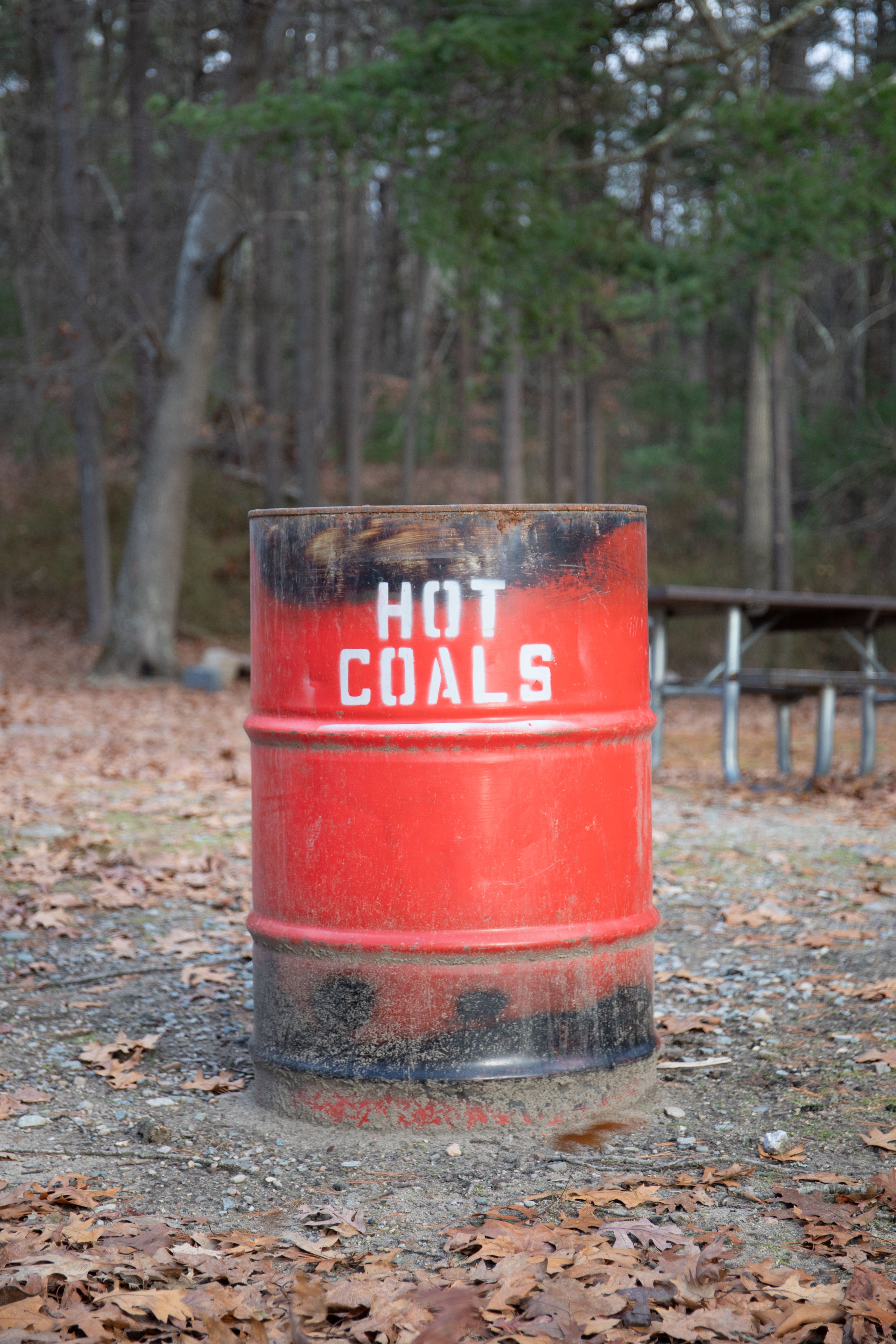 Red Metal Drum on a Picnic Ground · Free Stock Photo