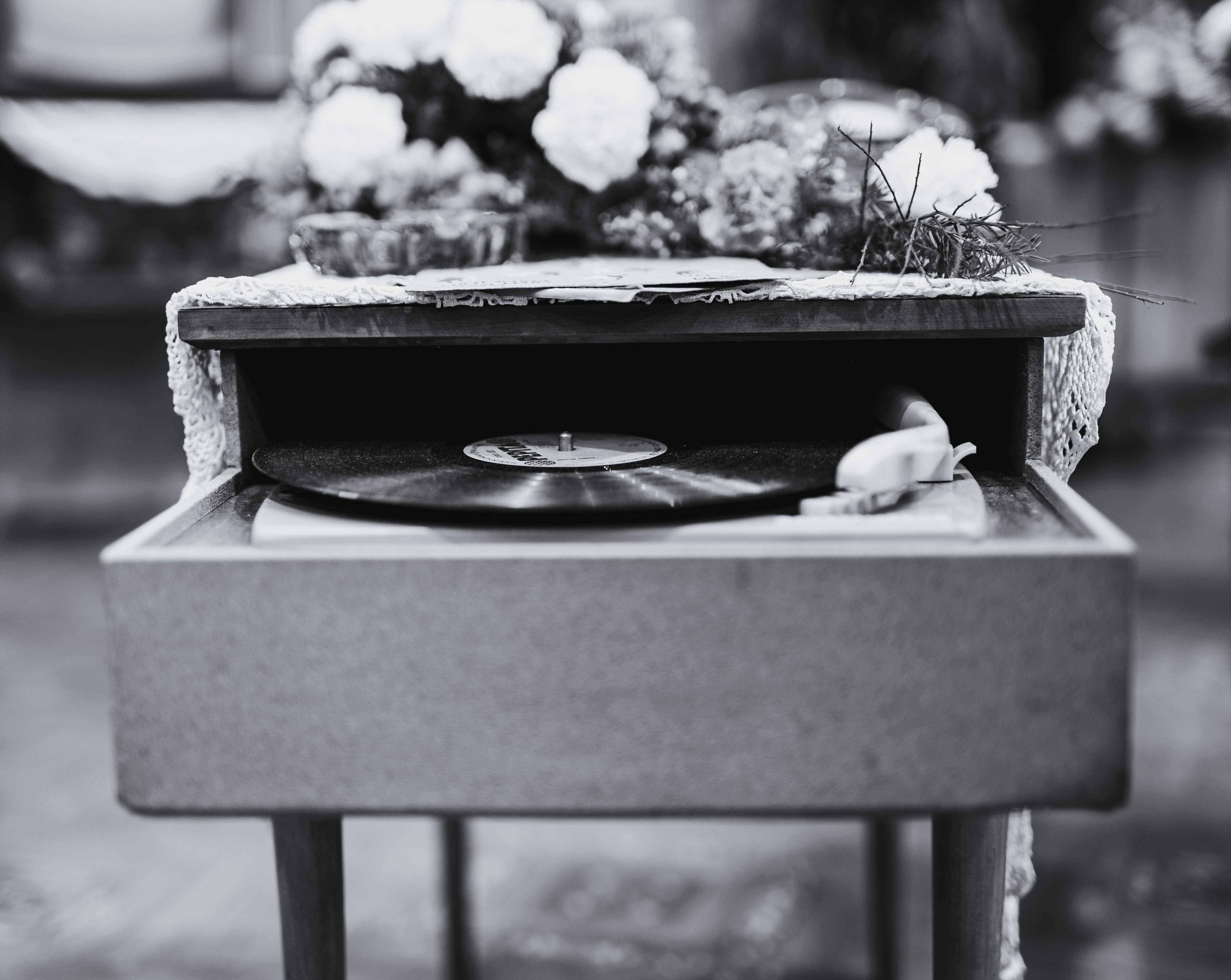Grayscale Photo Of Vinyl Record Album Playing In Turntable · Free Stock ...
