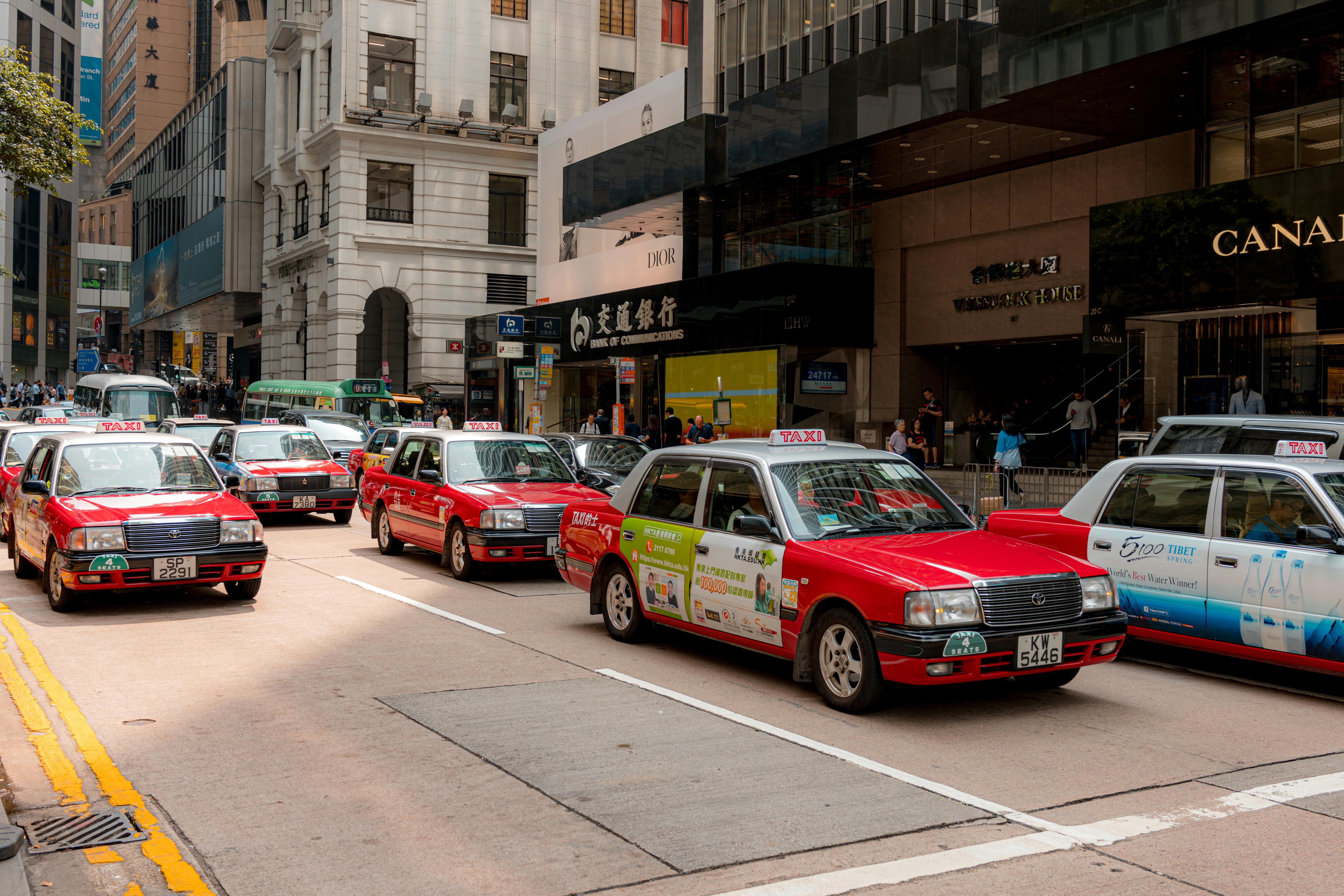 Taxi Cars on Asian City Street · Free Stock Photo