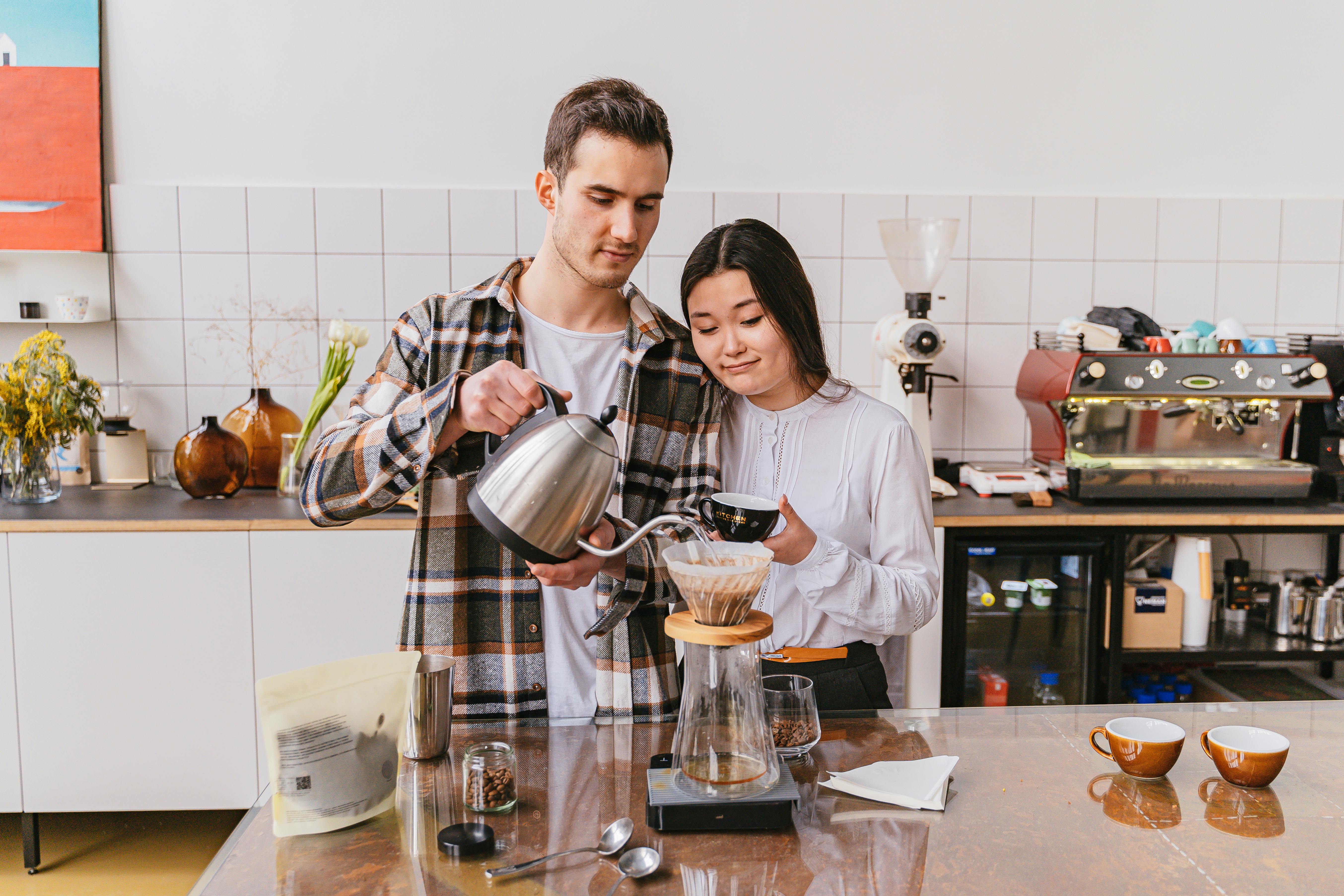 A Couple Making Pour-Over Coffee · Free Stock Photo