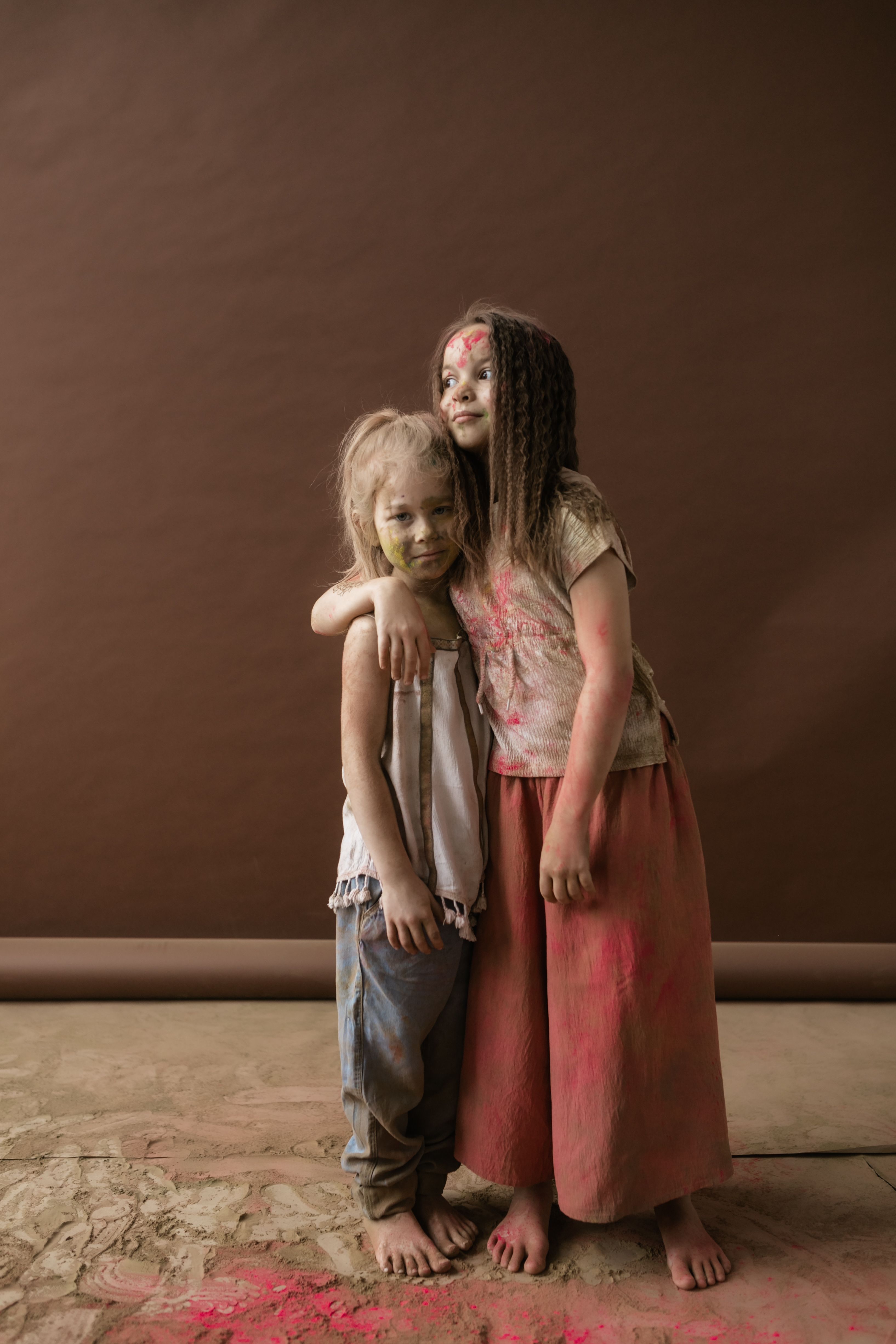 Photograph of Girls Covered in Holi Powder · Free Stock Photo