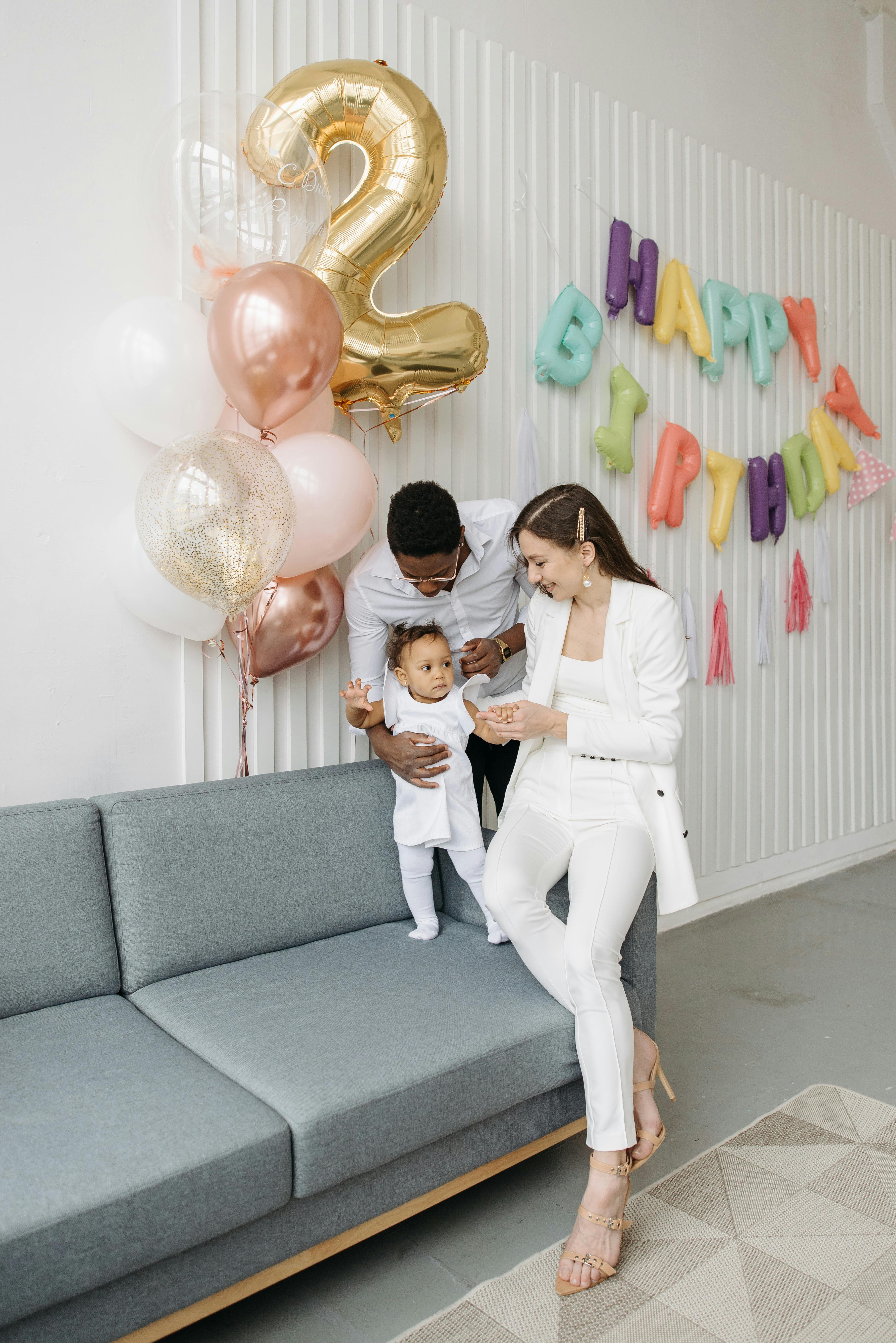 Happy Birthday Balloons on the Wall · Free Stock Photo