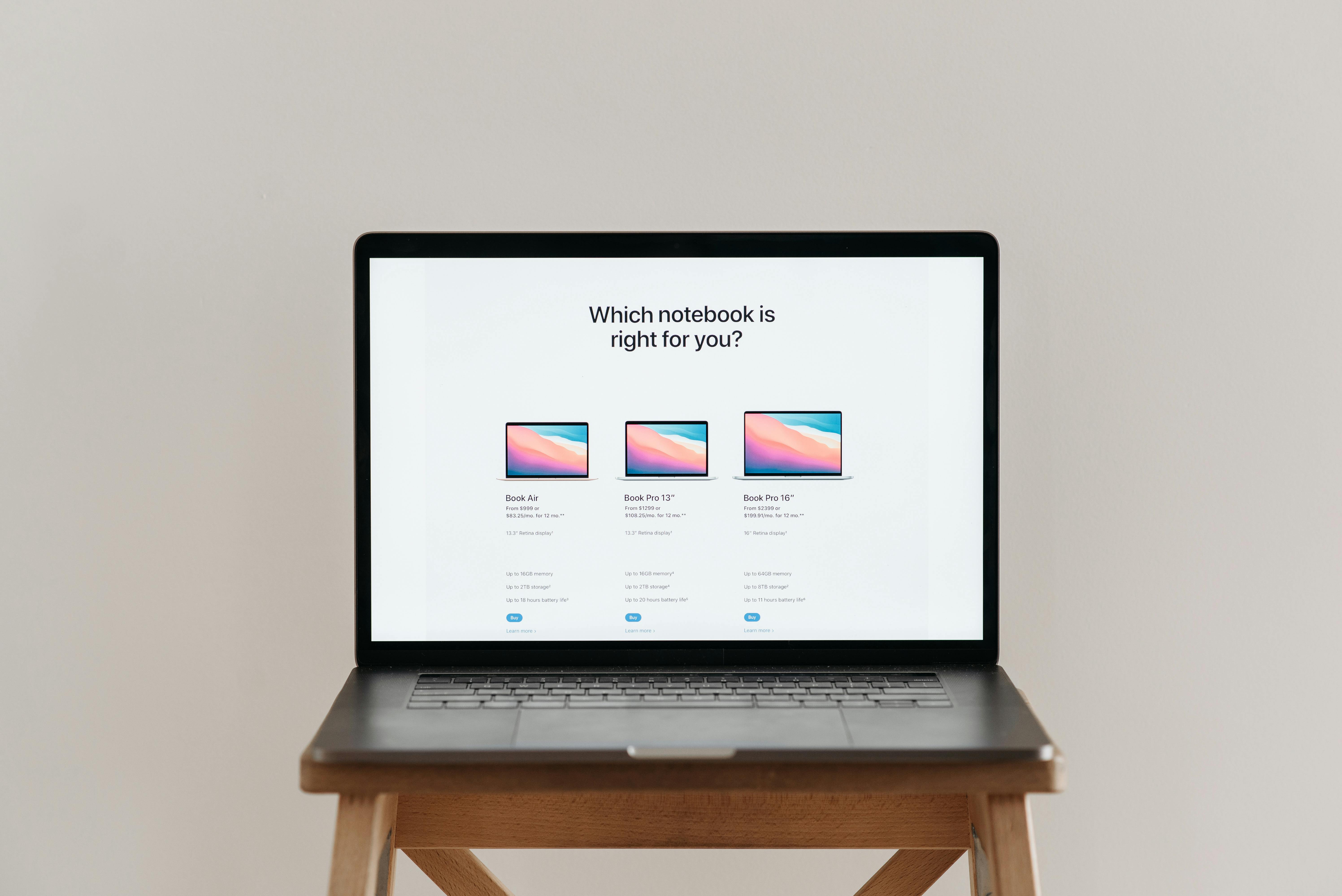 Laptop on a Wooden Stool · Free Stock Photo