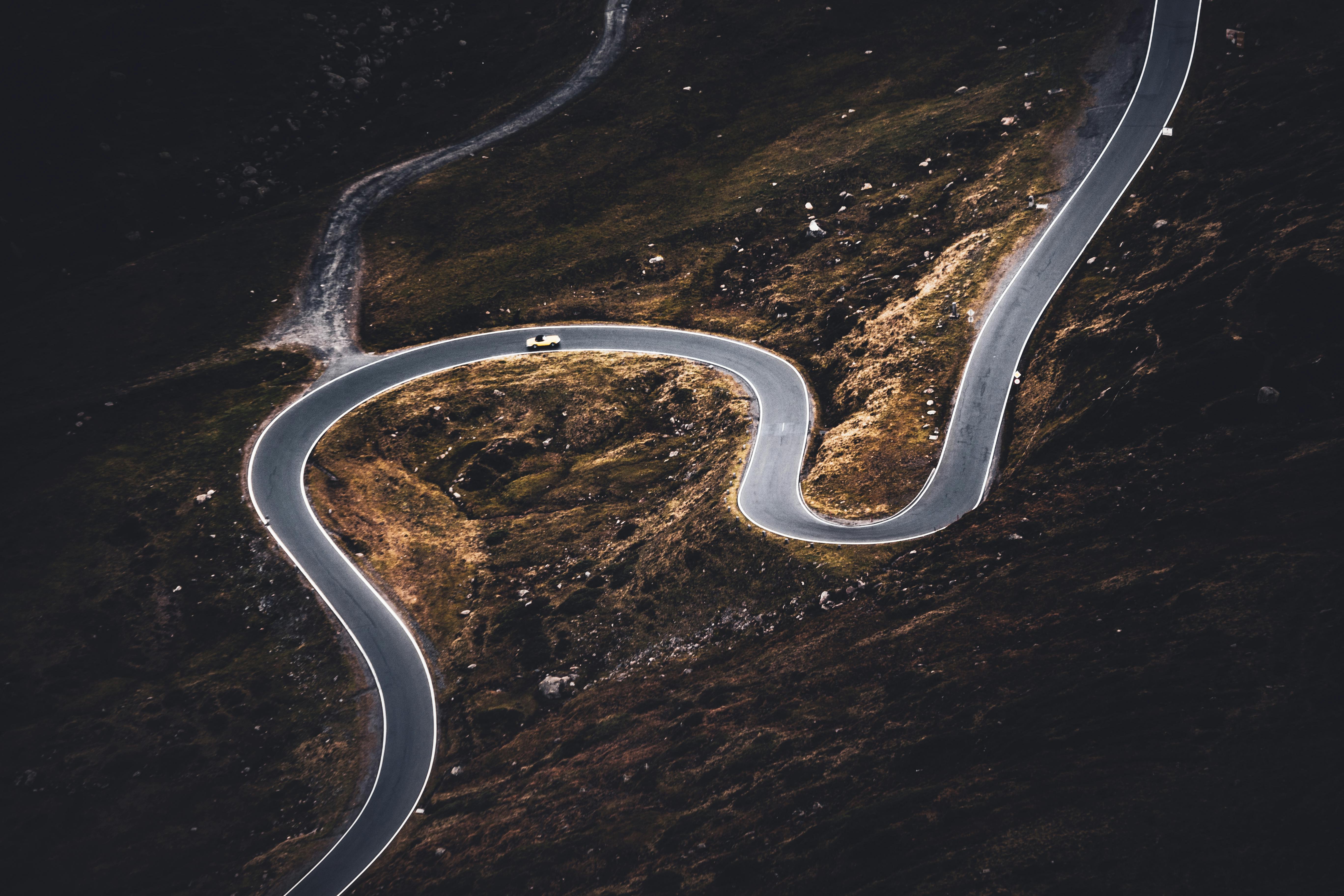 Aerial View of Curved Road · Free Stock Photo