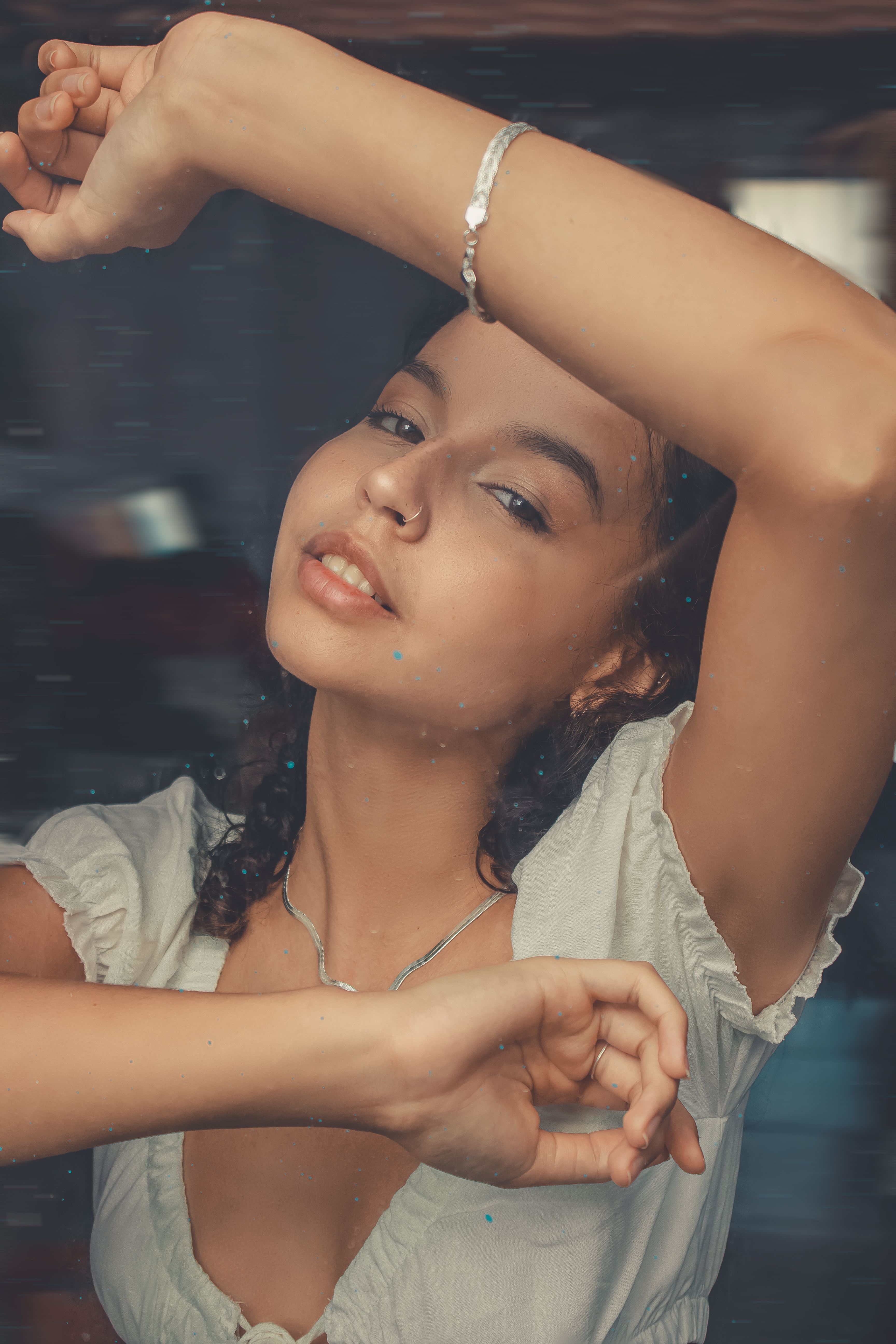 Woman Leaning on Glass Window · Free Stock Photo