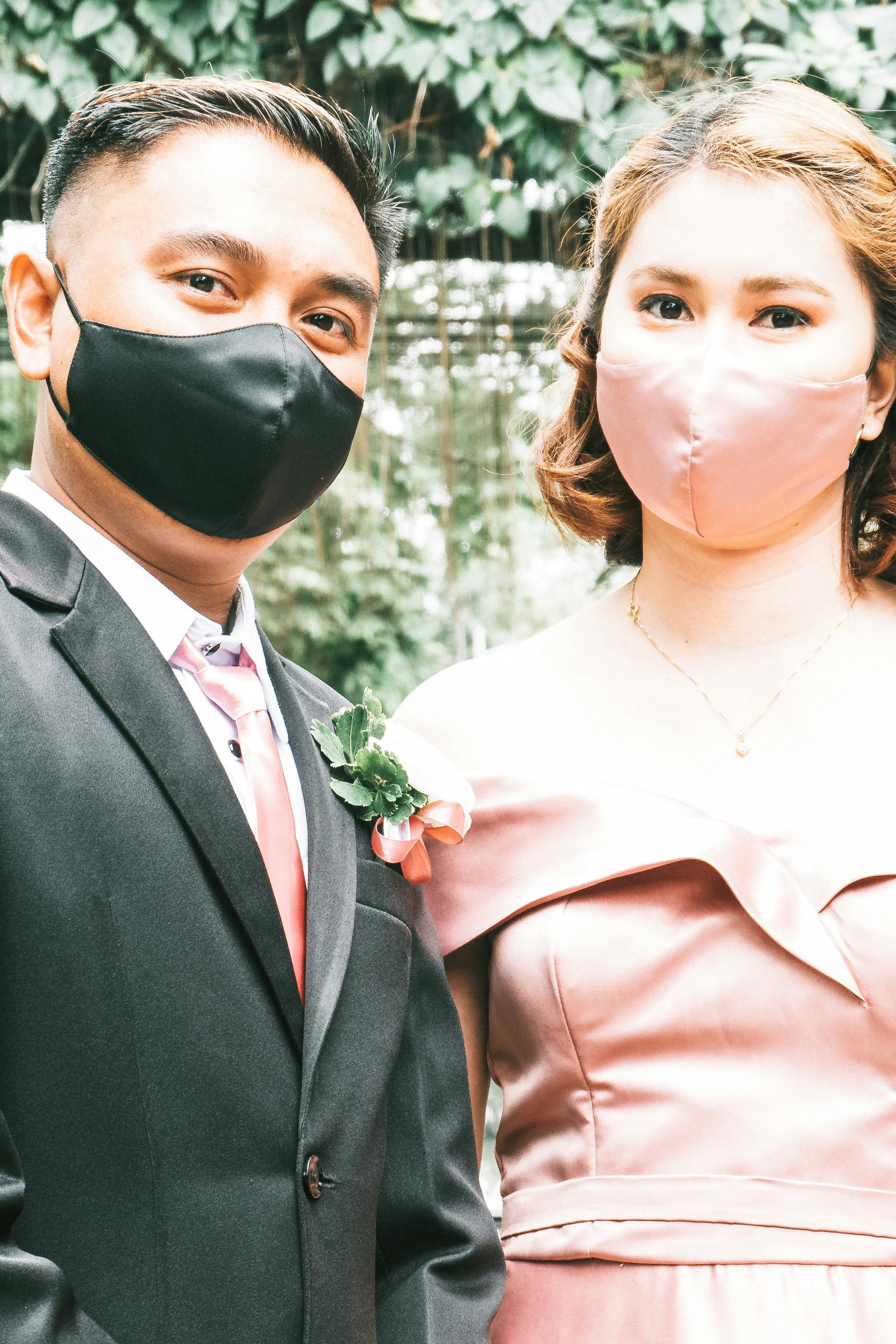 Wedding Couple Wearing Face Masks · Free Stock Photo