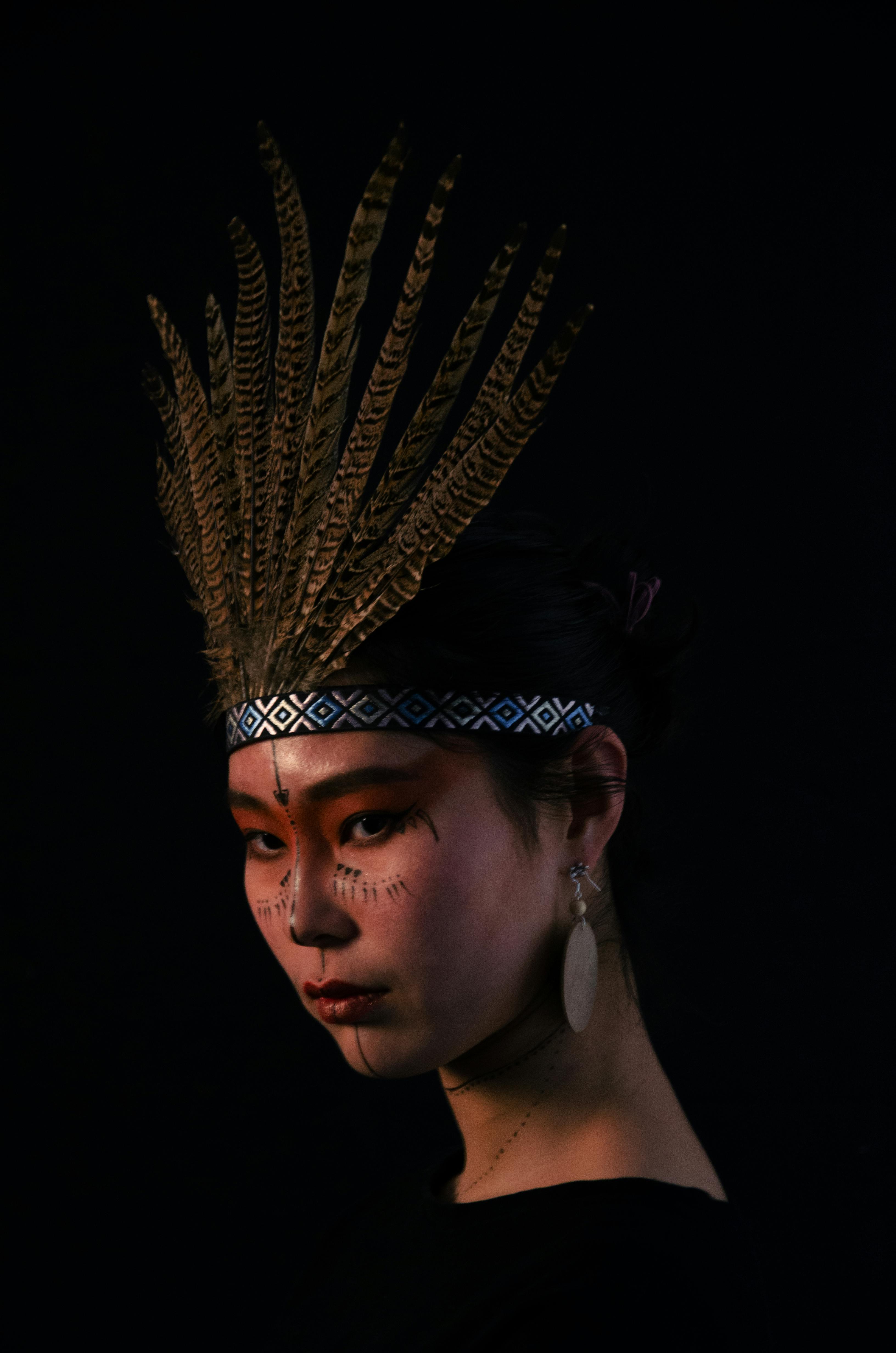 Woman in White Headdress and White Mesh Top · Free Stock Photo