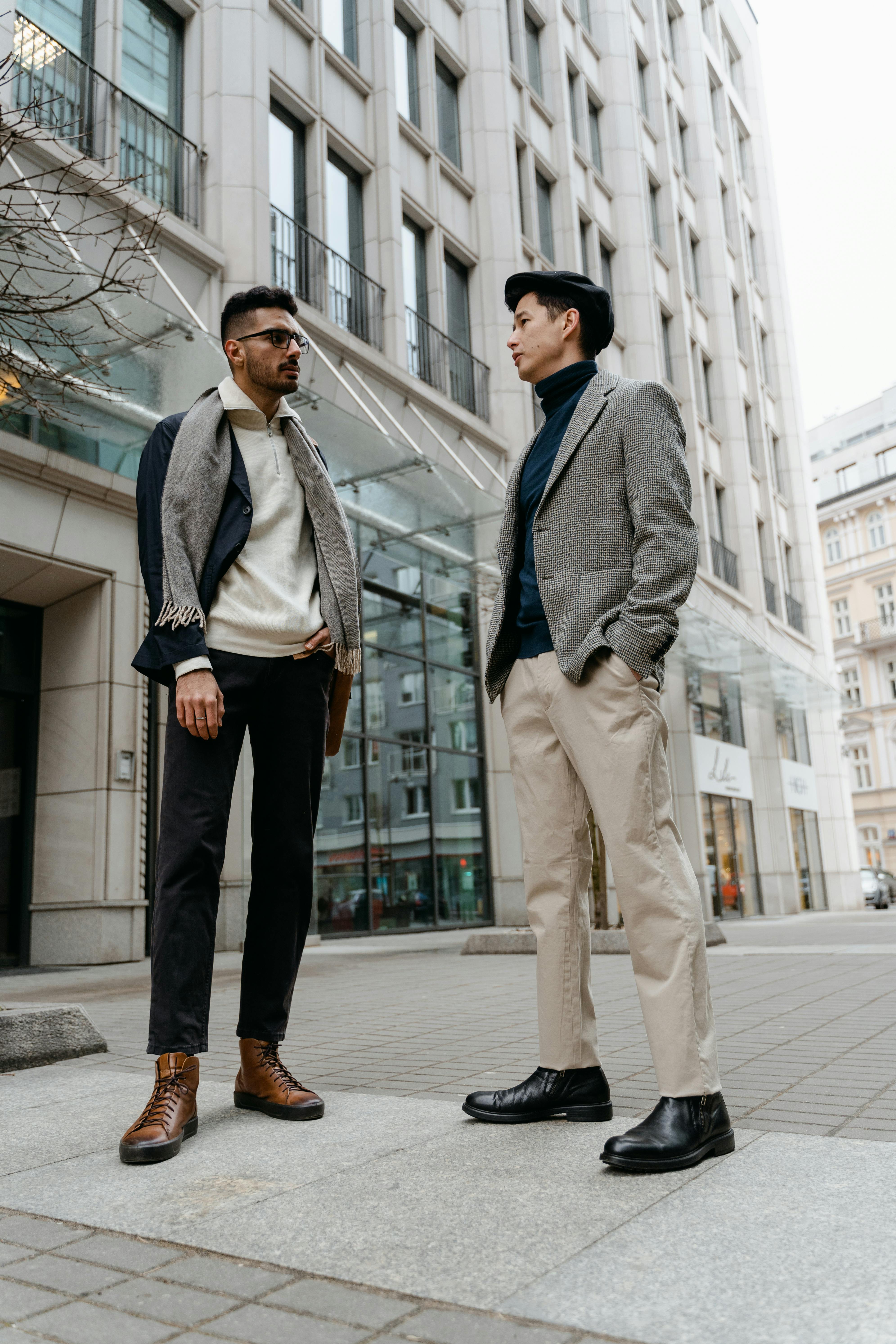Two Men Standing on Sidewalk · Free Stock Photo