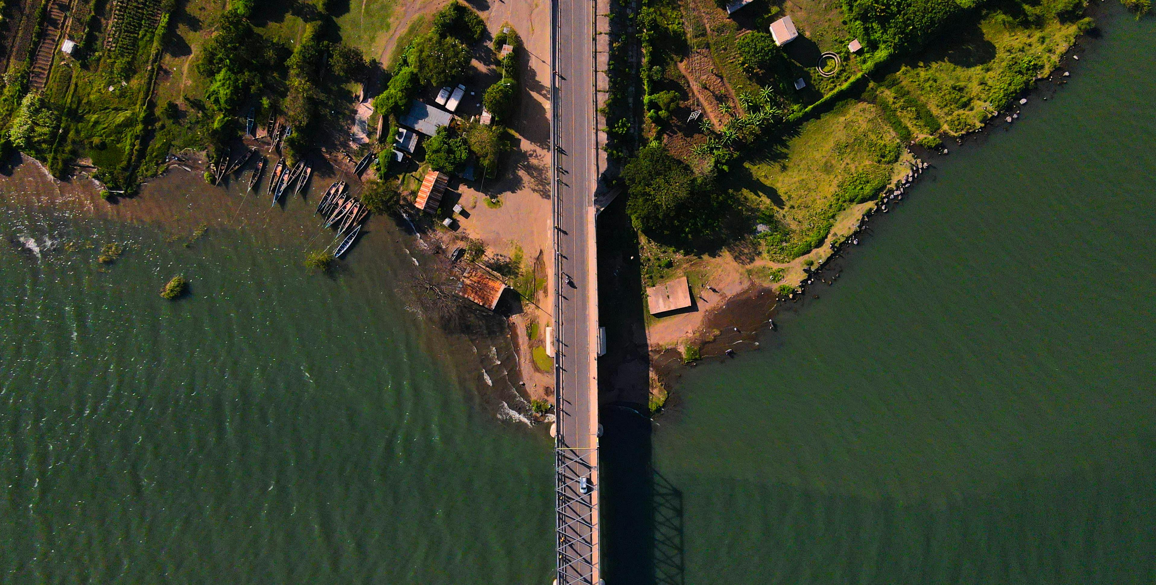 Aerial Photography of an Island Near a Bridge · Free Stock Photo