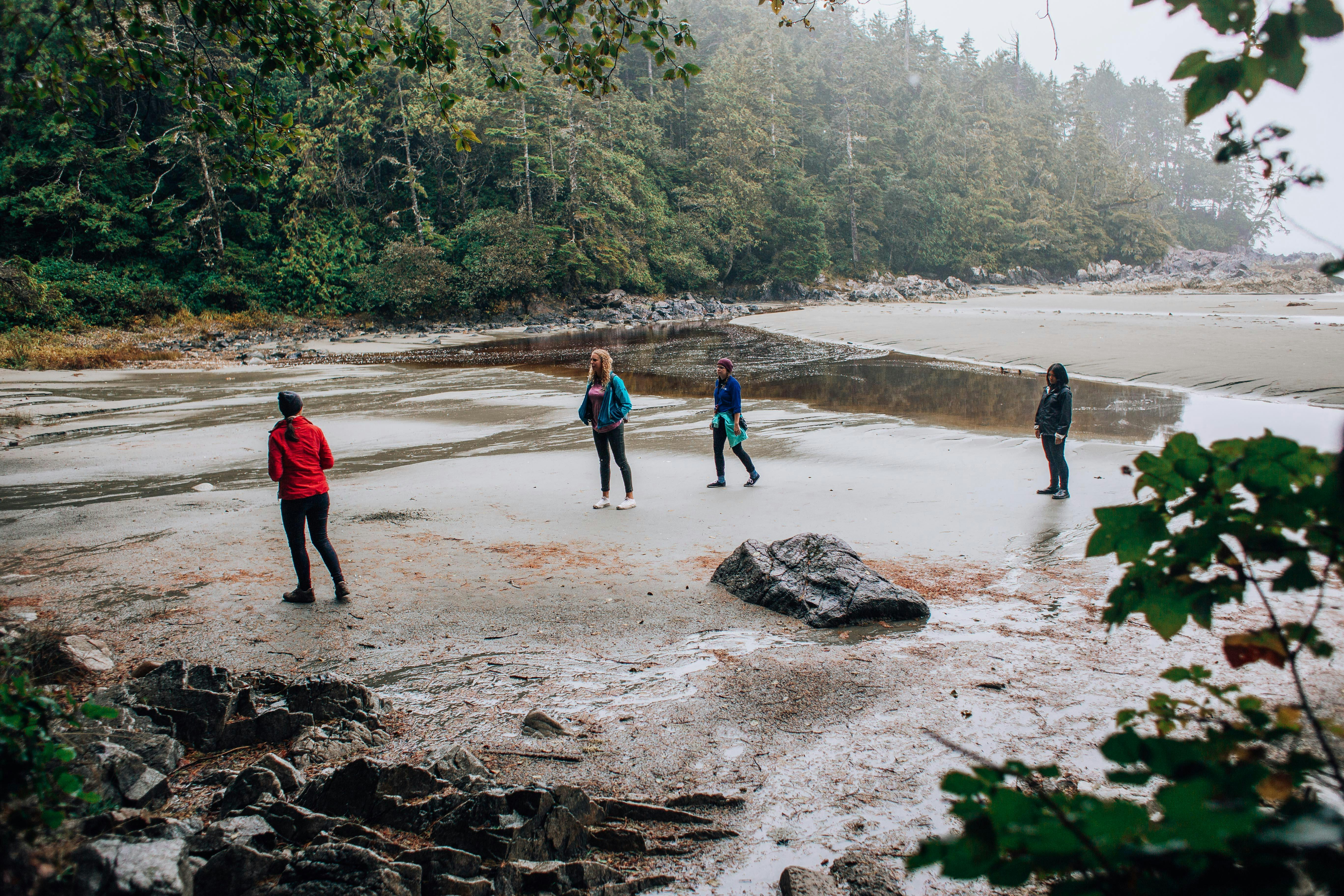 People near River in Forest Landscape · Free Stock Photo