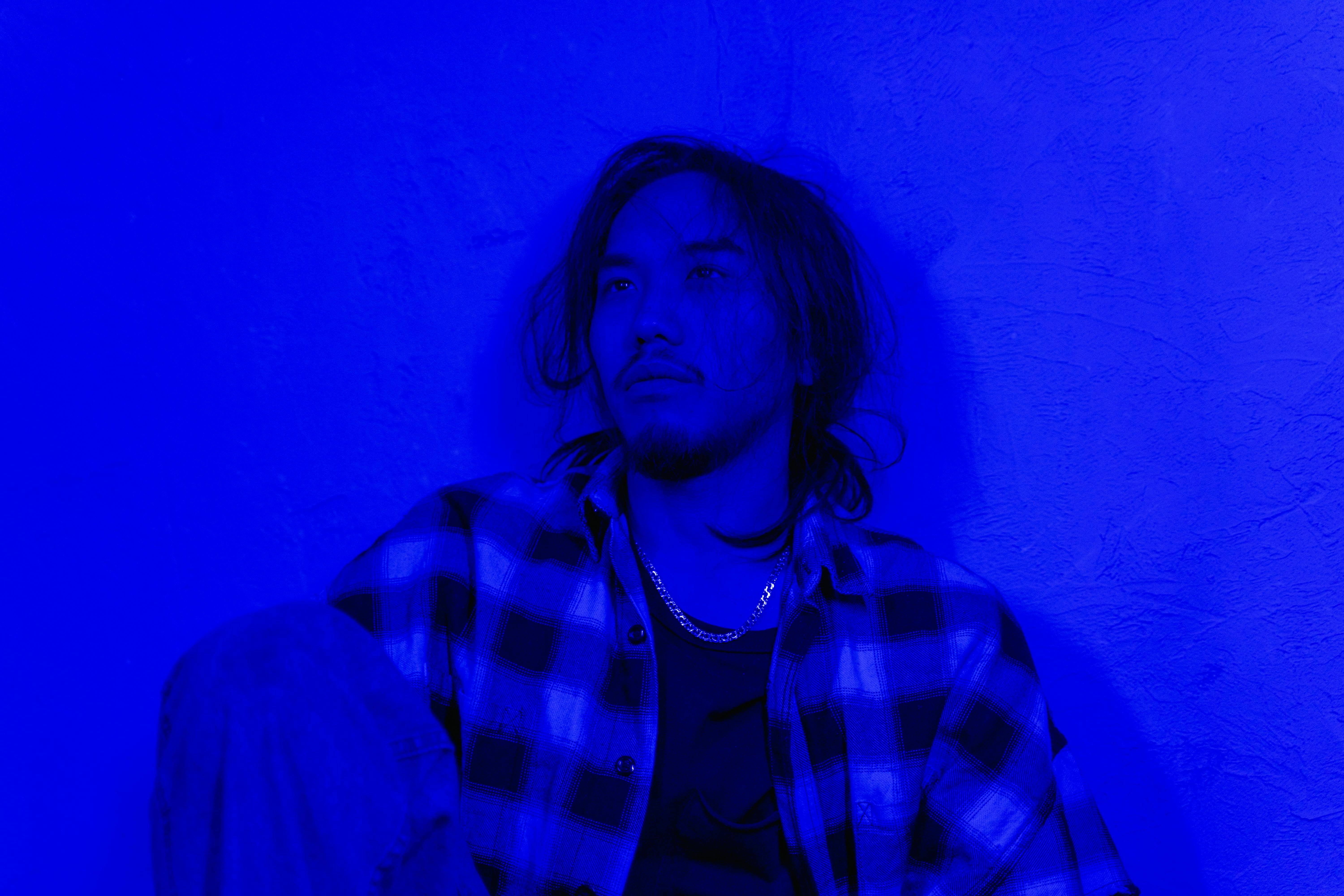 Sad Man in Blue Light · Free Stock Photo