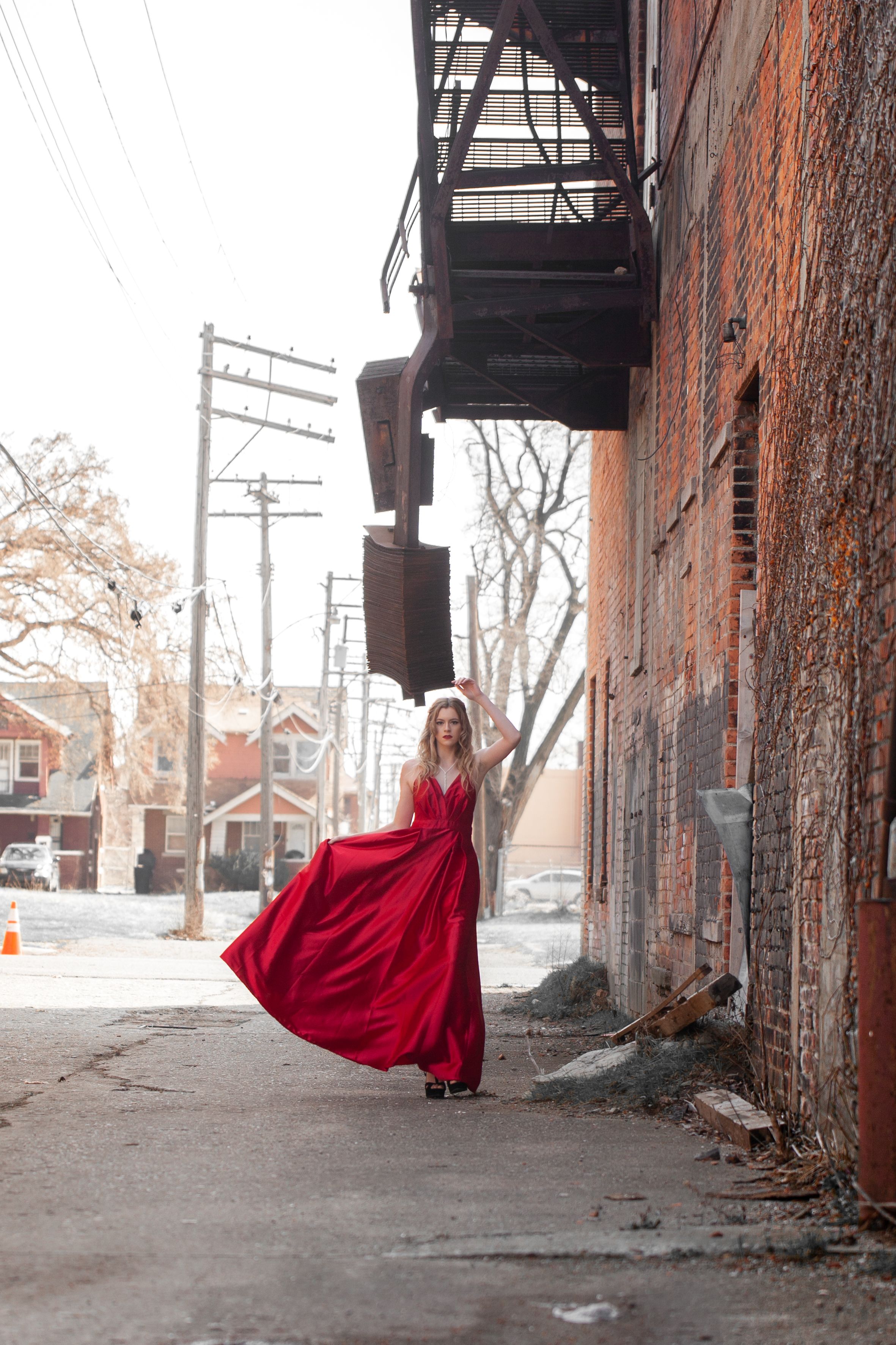 Woman in Red Dress Walking on the Street · Free Stock Photo