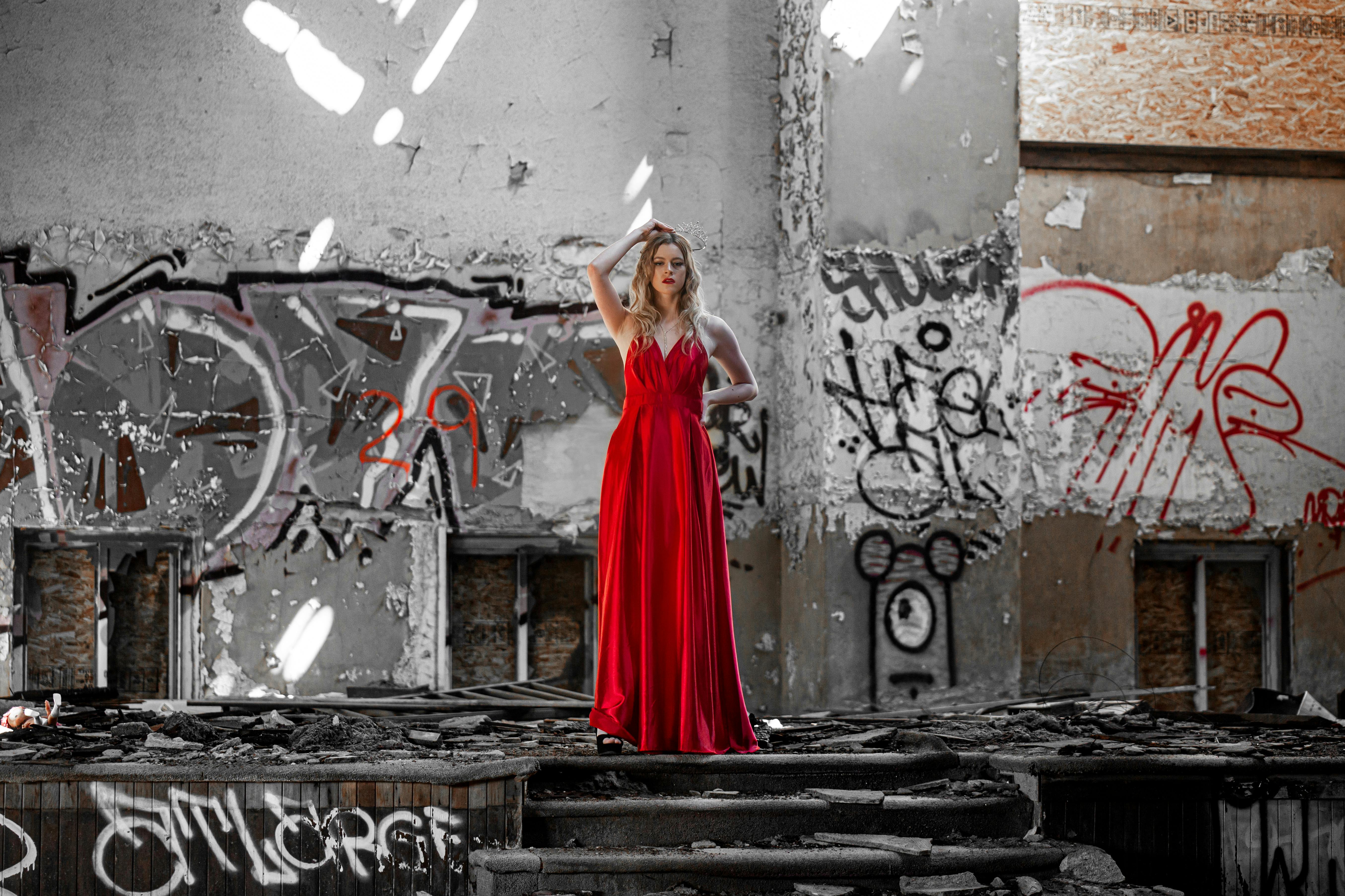 Woman in Red Dress Standing on a Platform · Free Stock Photo