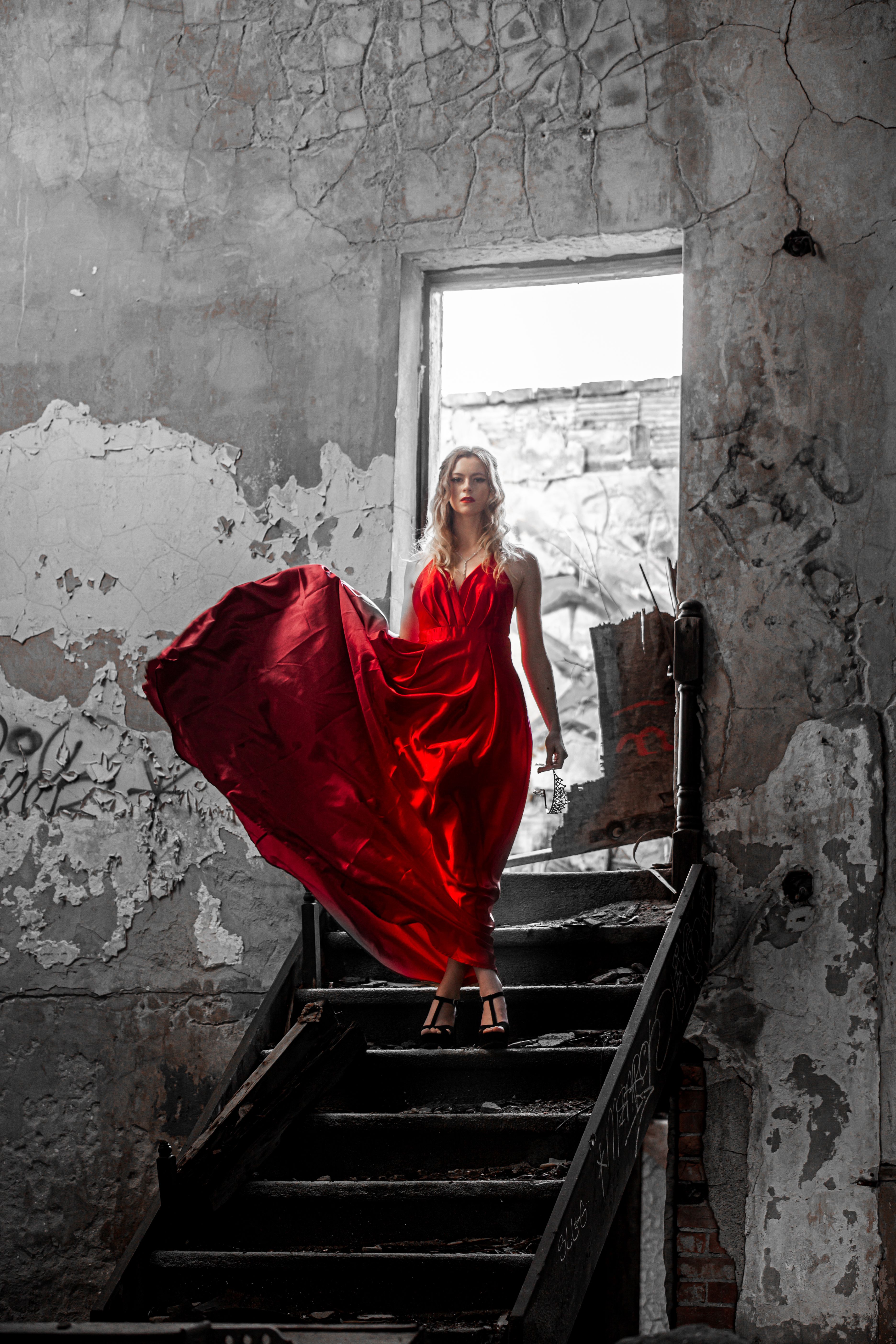 Photo of a Woman Wearing a Red Dress · Free Stock Photo