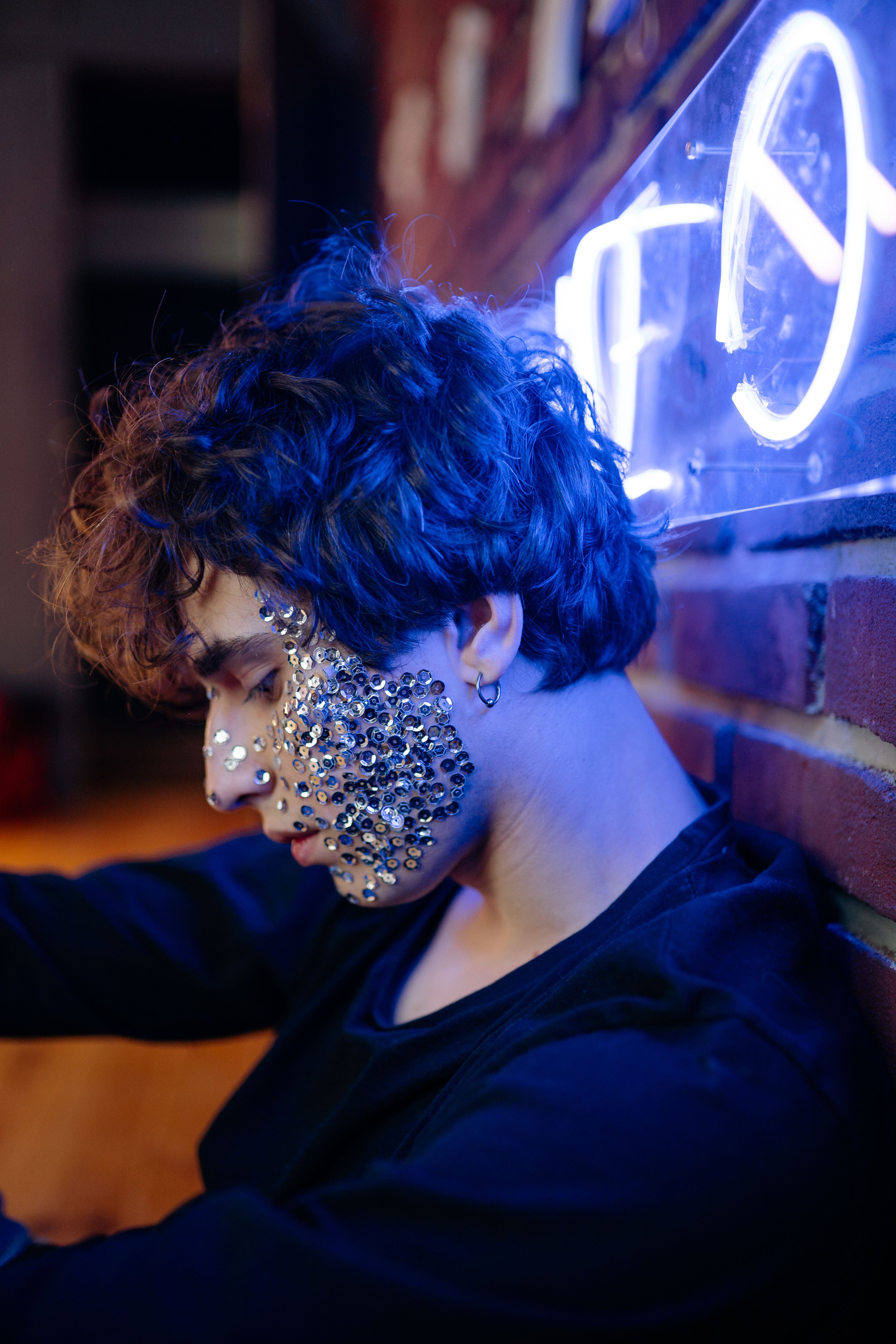 Man with Sequins on His Face · Free Stock Photo
