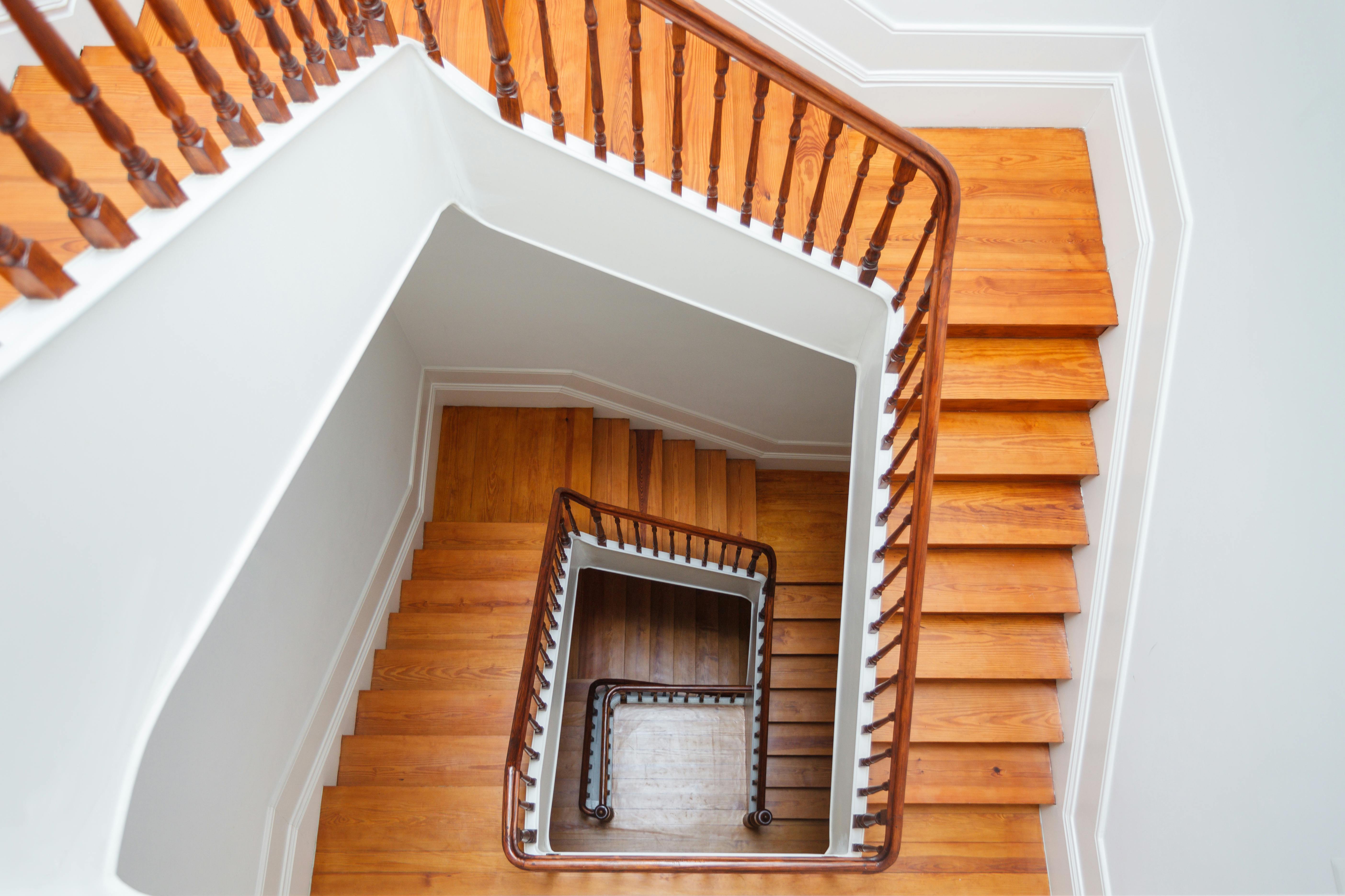 Staircase with Wooden Handrails · Free Stock Photo