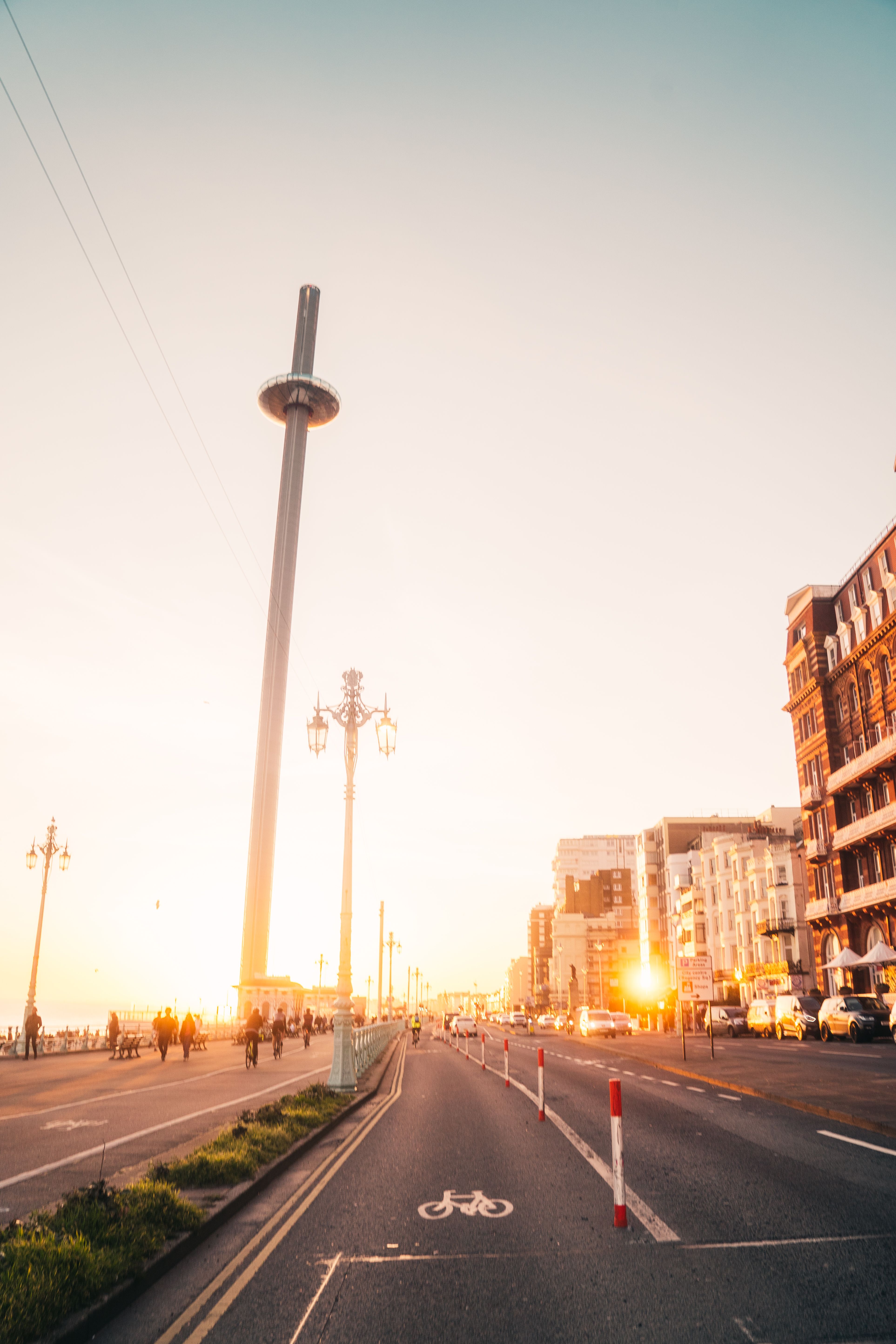 Street Lights in the Middle of the Street during Sunset · Free Stock Photo
