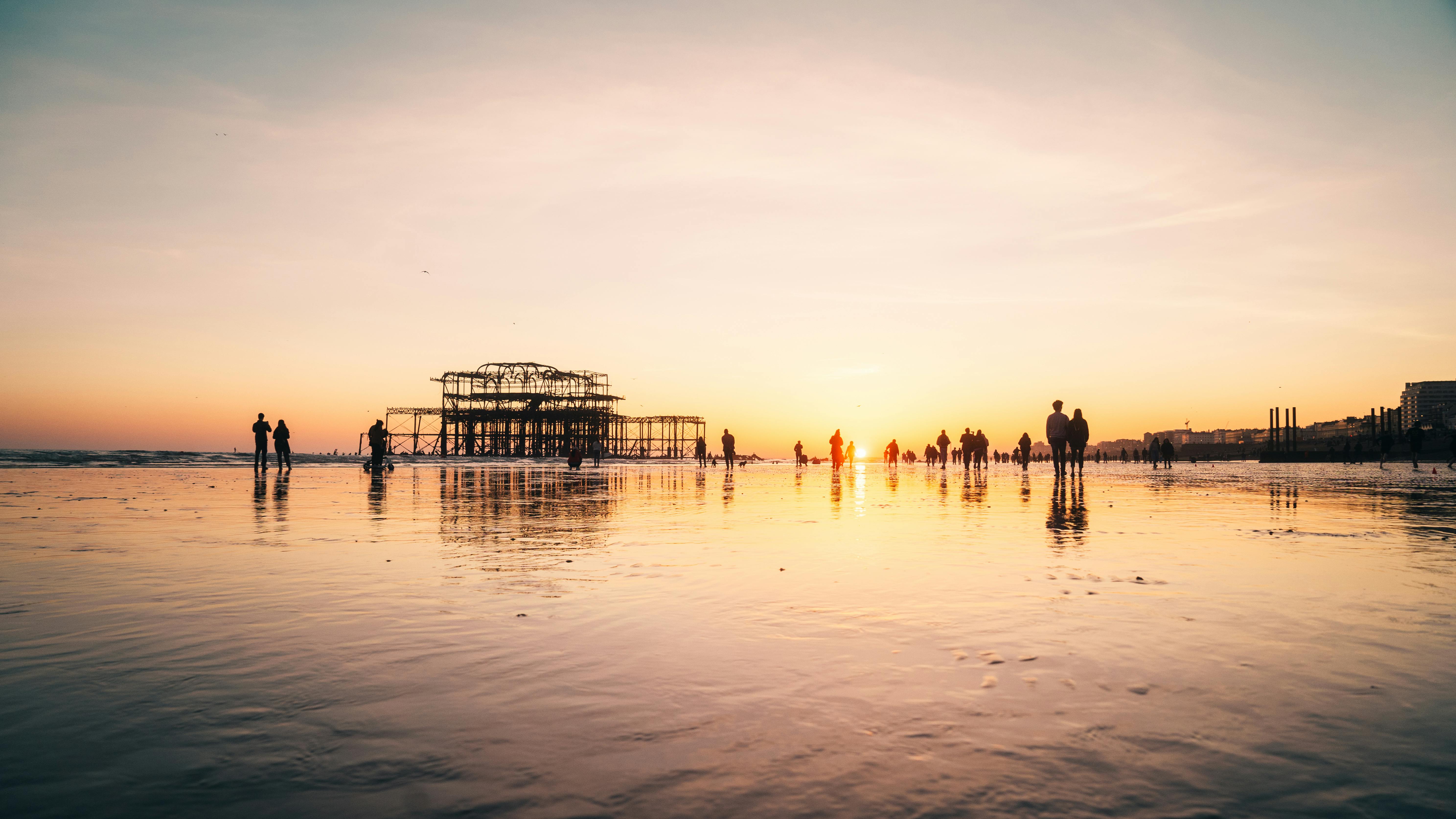 People on Beach during Sunset · Free Stock Photo