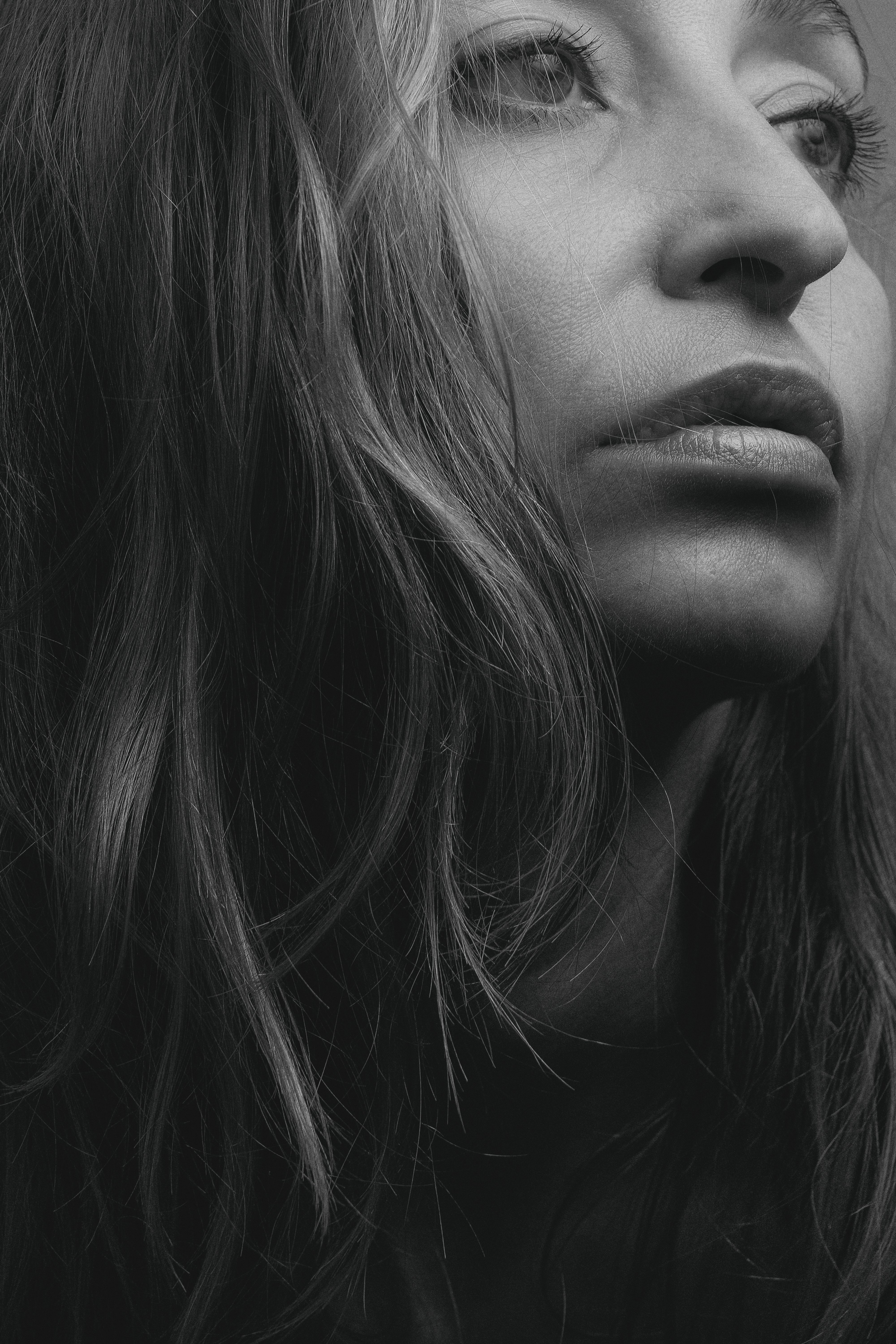 Woman's Face in Grayscale Photography · Free Stock Photo