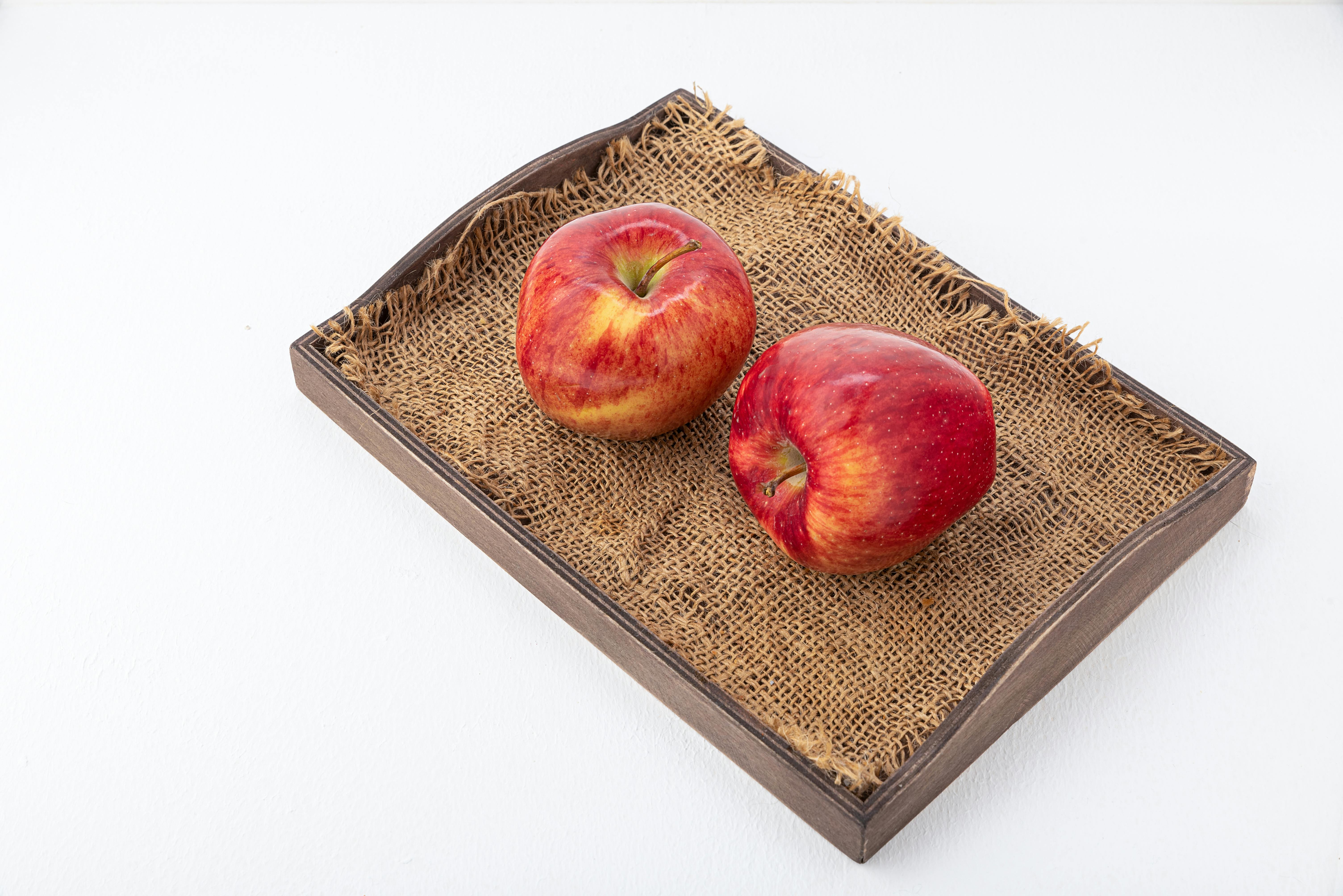 Red Apples on a Wooden Tray with Cloth · Free Stock Photo