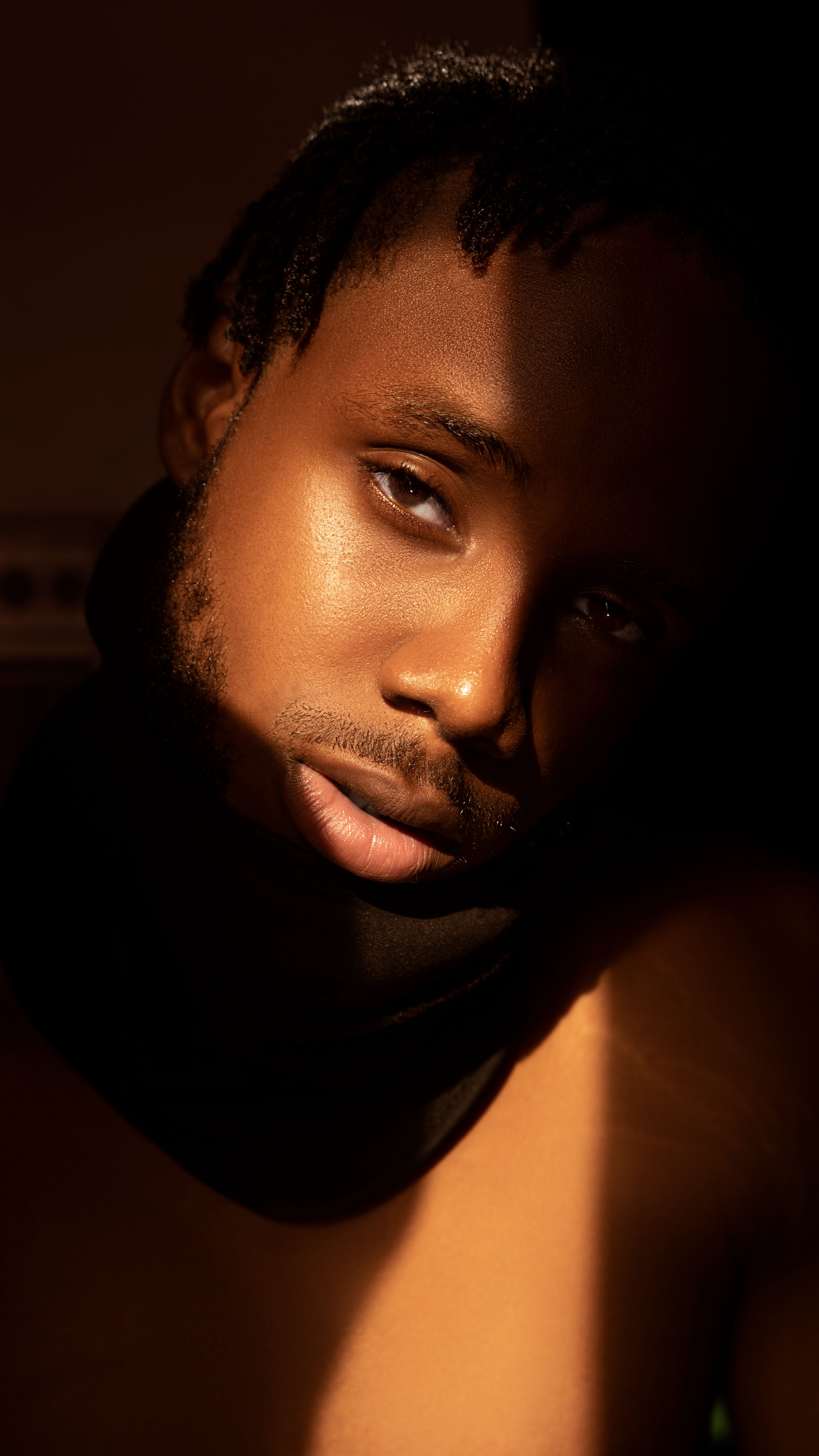 Portrait of a Man's Face with Sweat · Free Stock Photo
