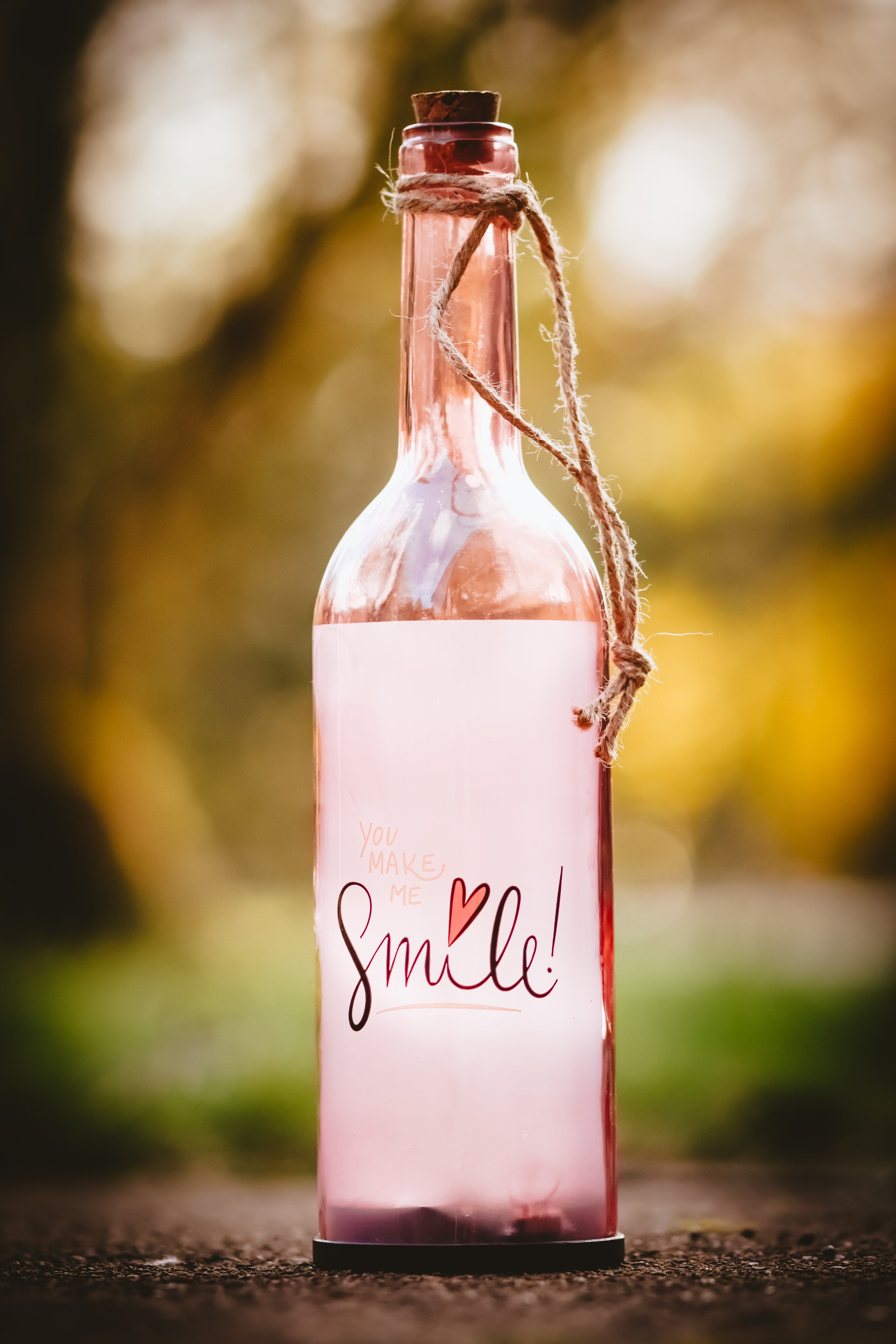 Smile Text on Bottle with Cork · Free Stock Photo