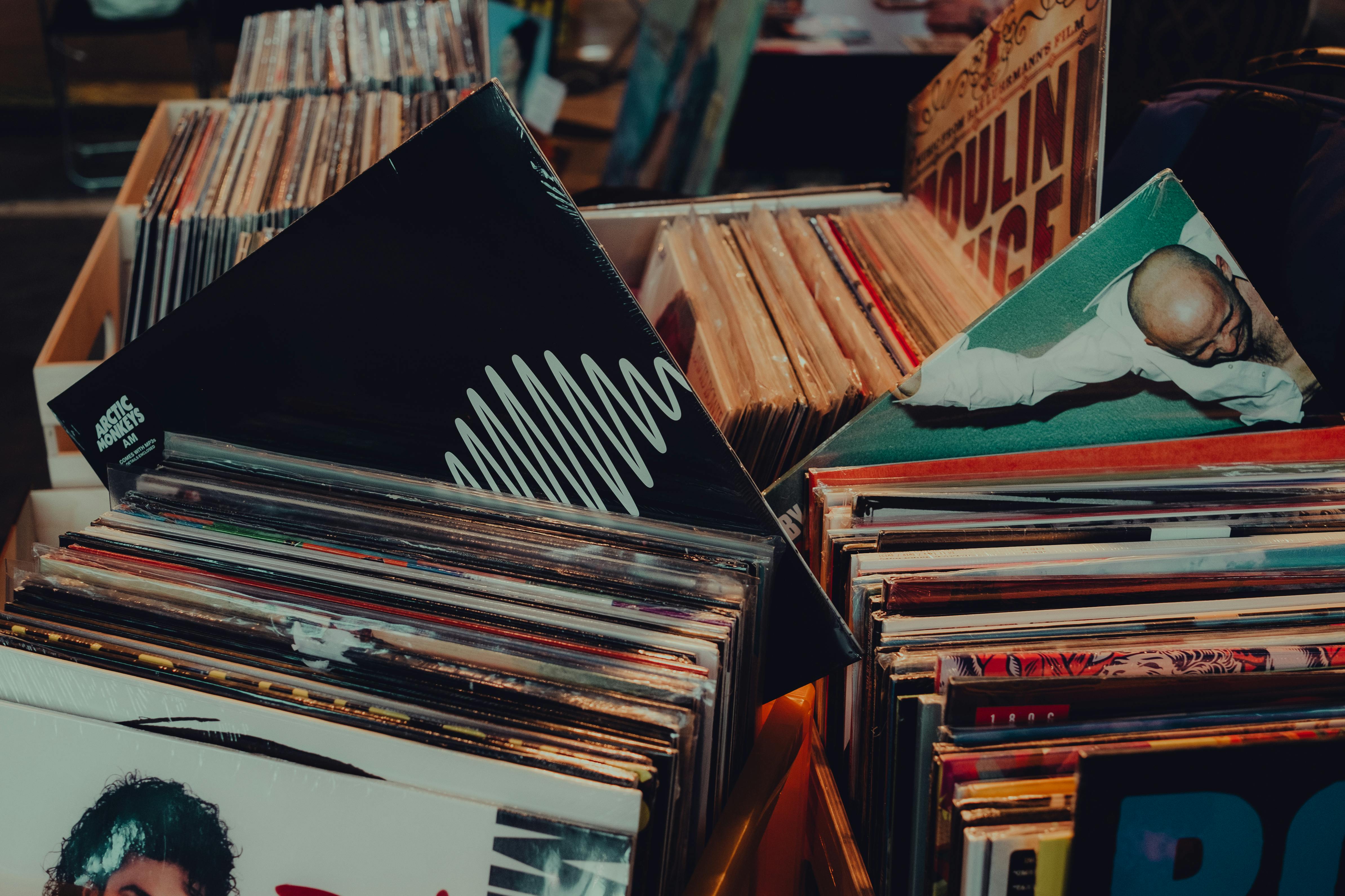Boxes of Vinyl Records with Outer Sleeves · Free Stock Photo