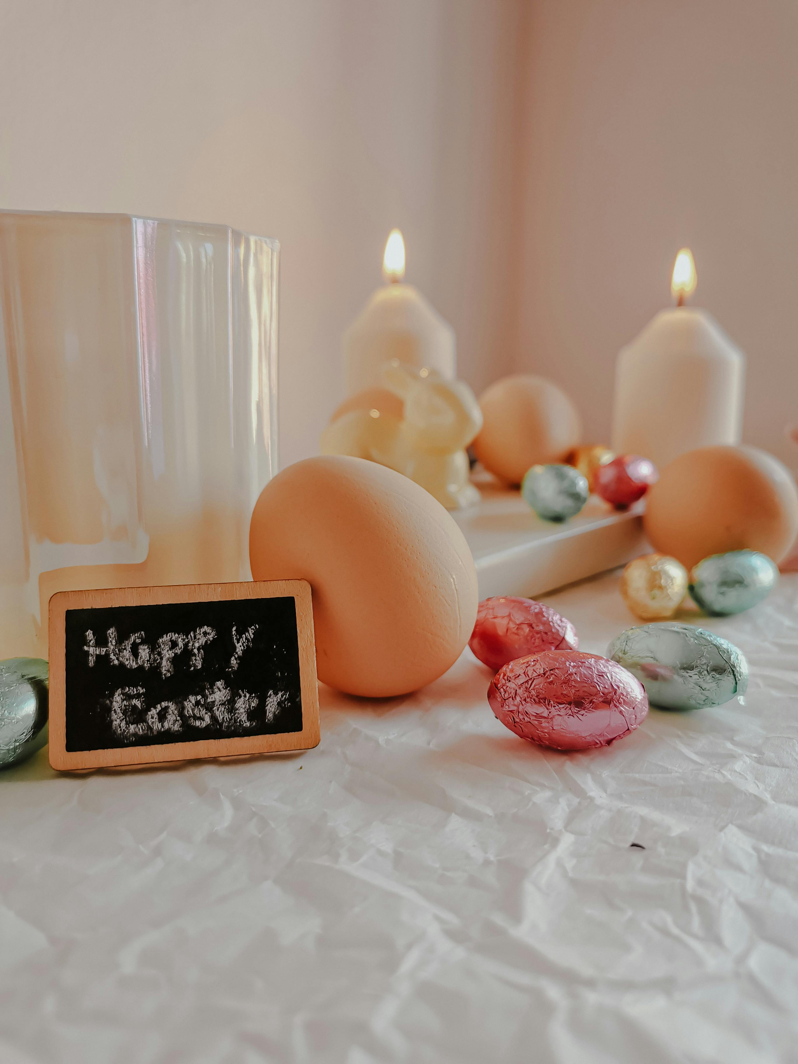 Easter Table Set with Burning Candles · Free Stock Photo