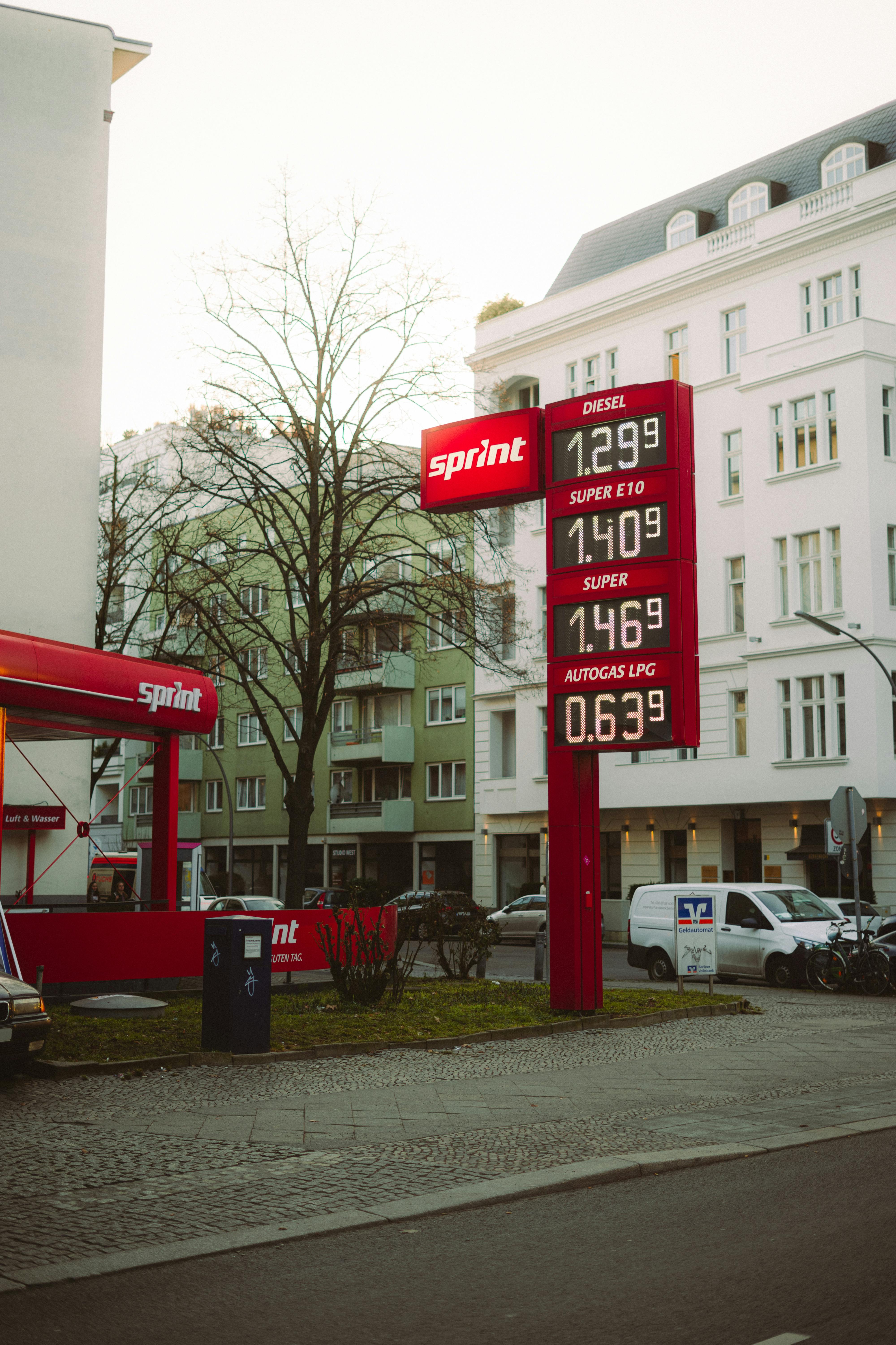 Red Gas Station on the Street · Free Stock Photo