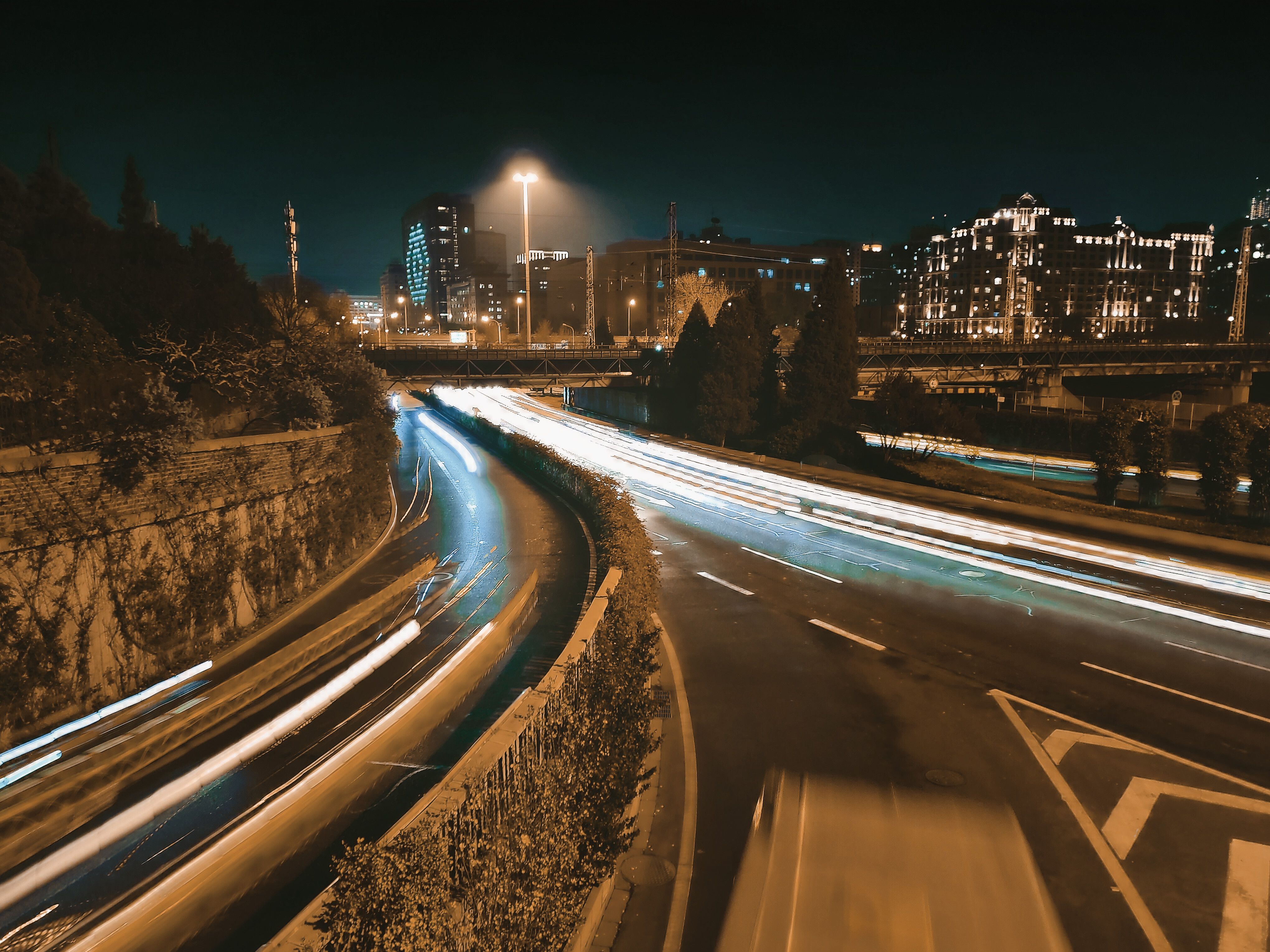 Long Exposure of Cars on a Street at Night · Free Stock Photo