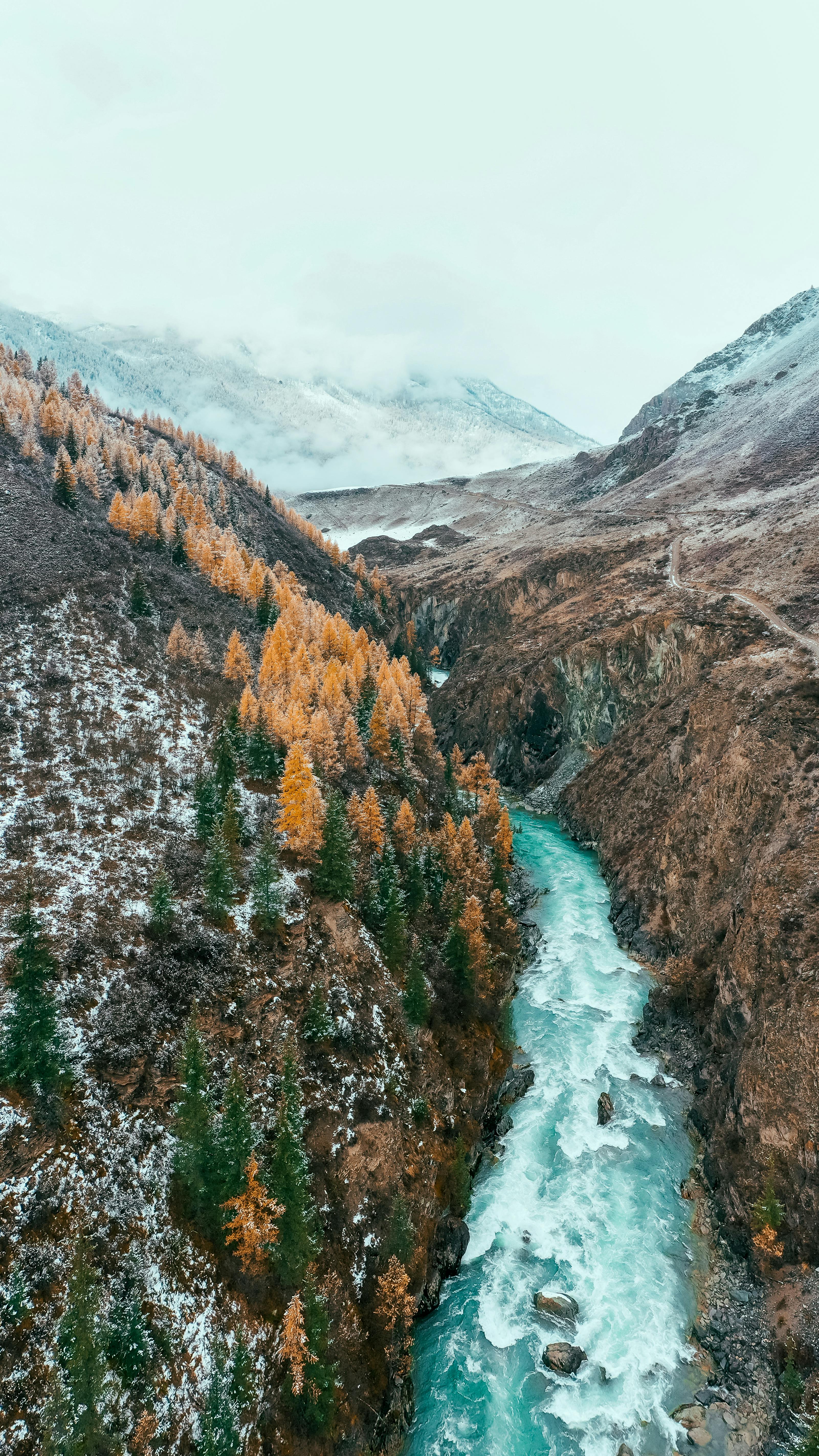 Aerial View of River between Cliffs · Free Stock Photo