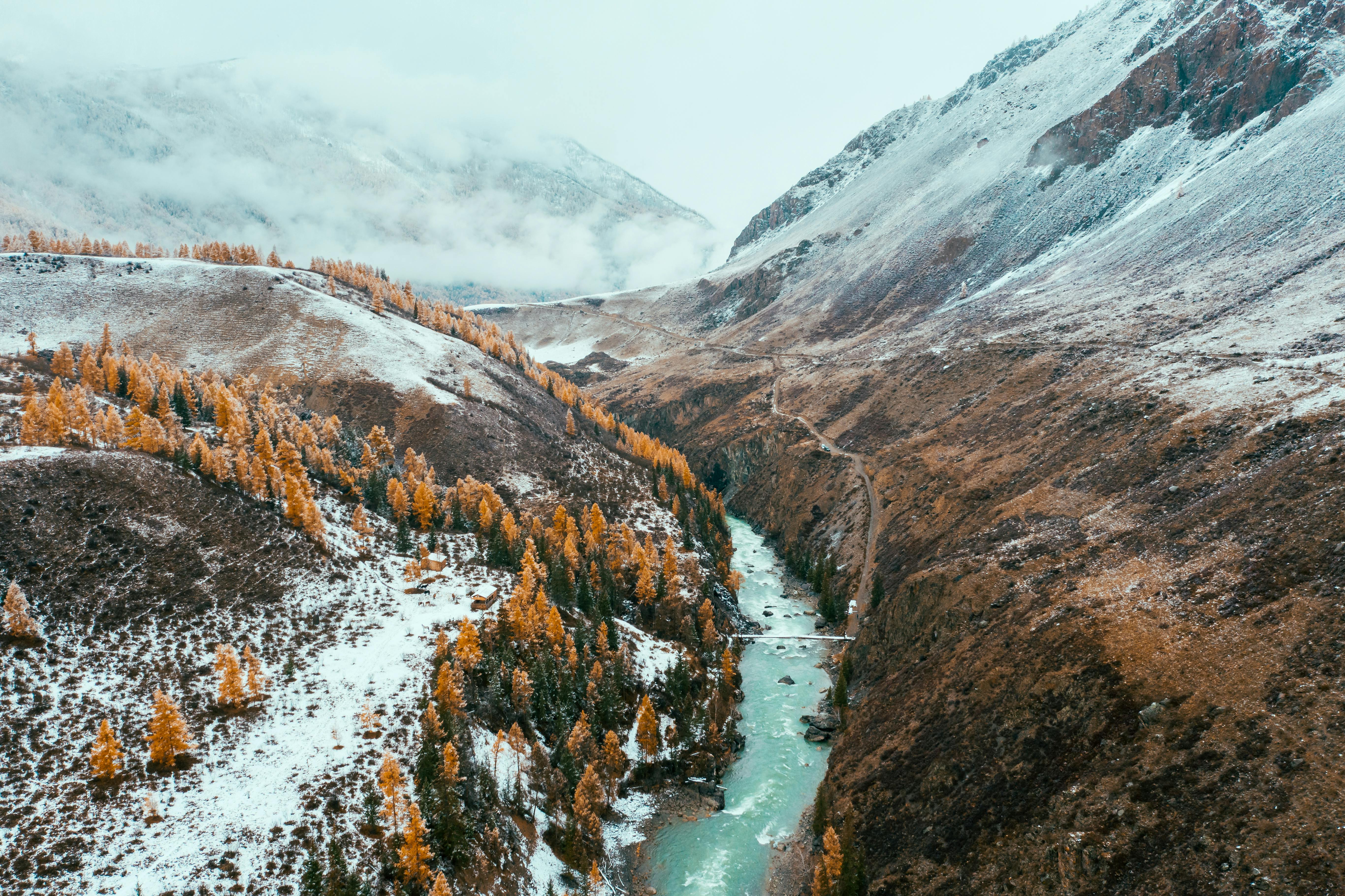 Aerial View of River between Cliffs · Free Stock Photo