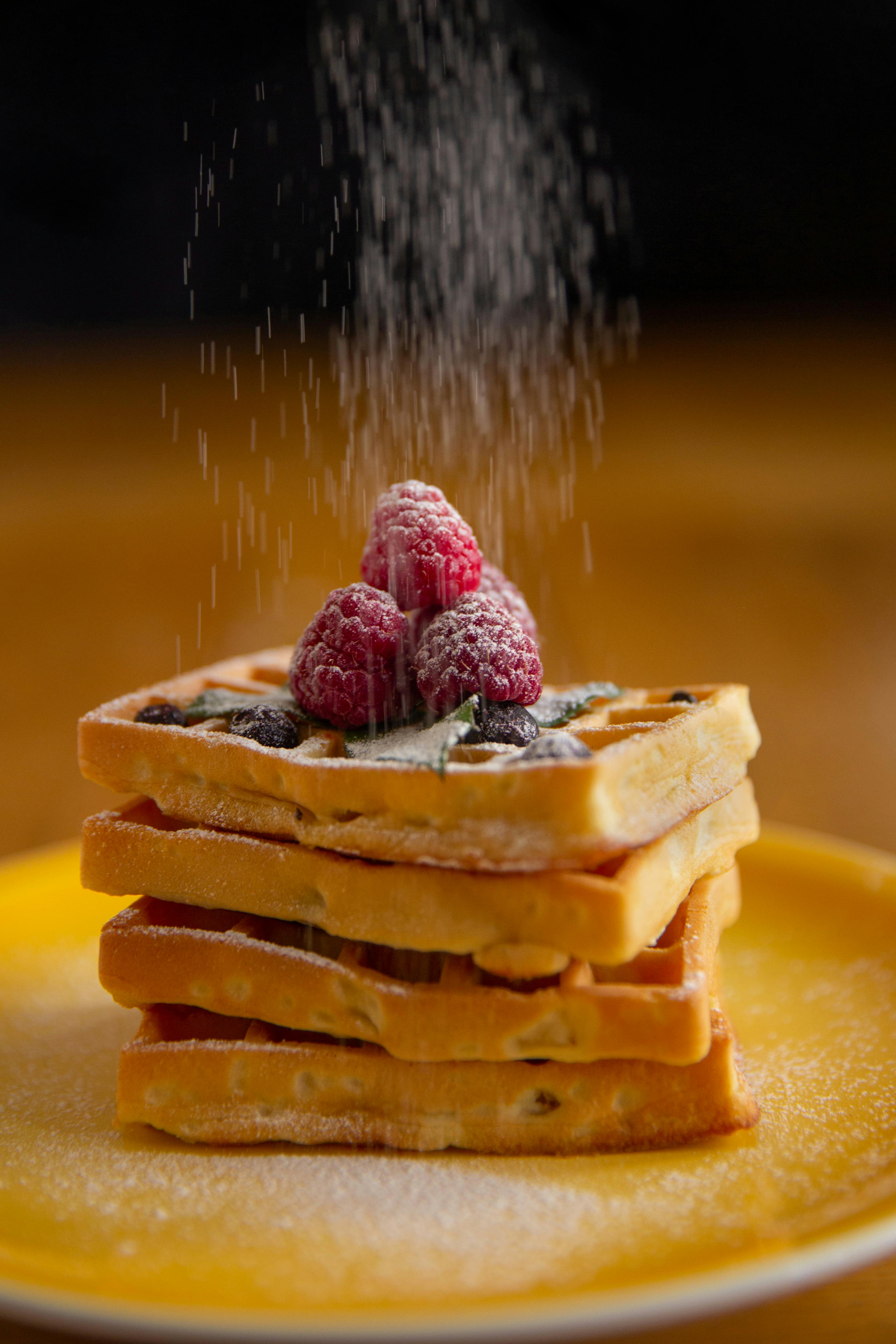 Close-Up Shot of Waffles on a Plate · Free Stock Photo