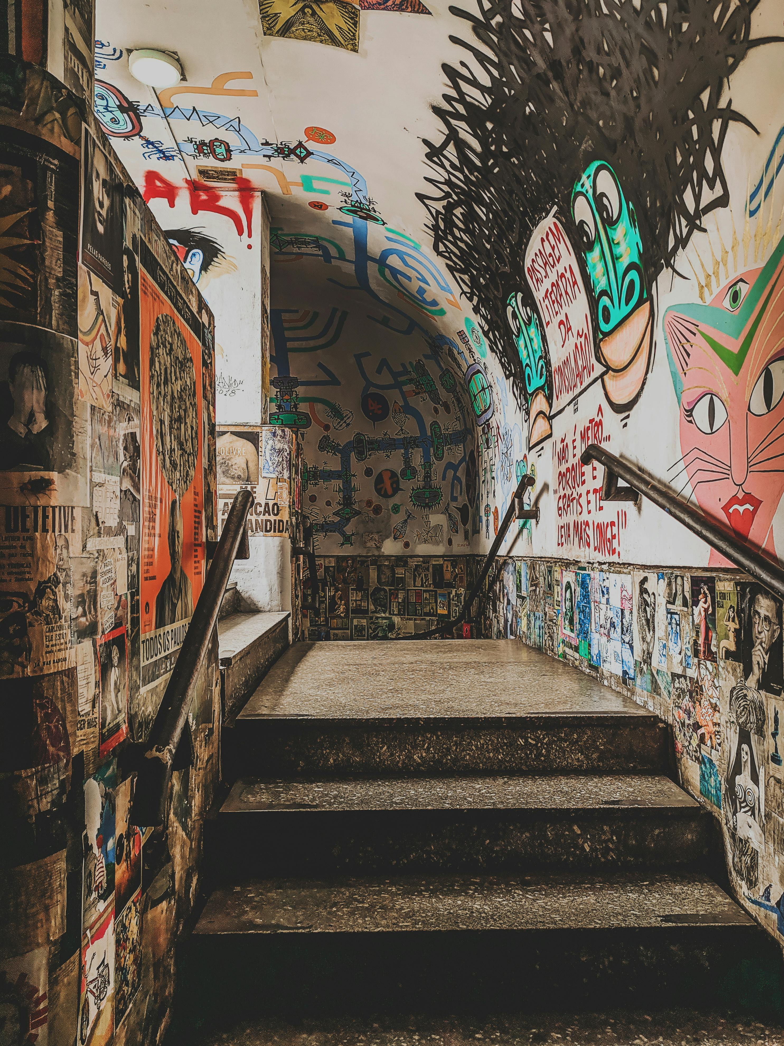 Staircase with graffiti in city · Free Stock Photo