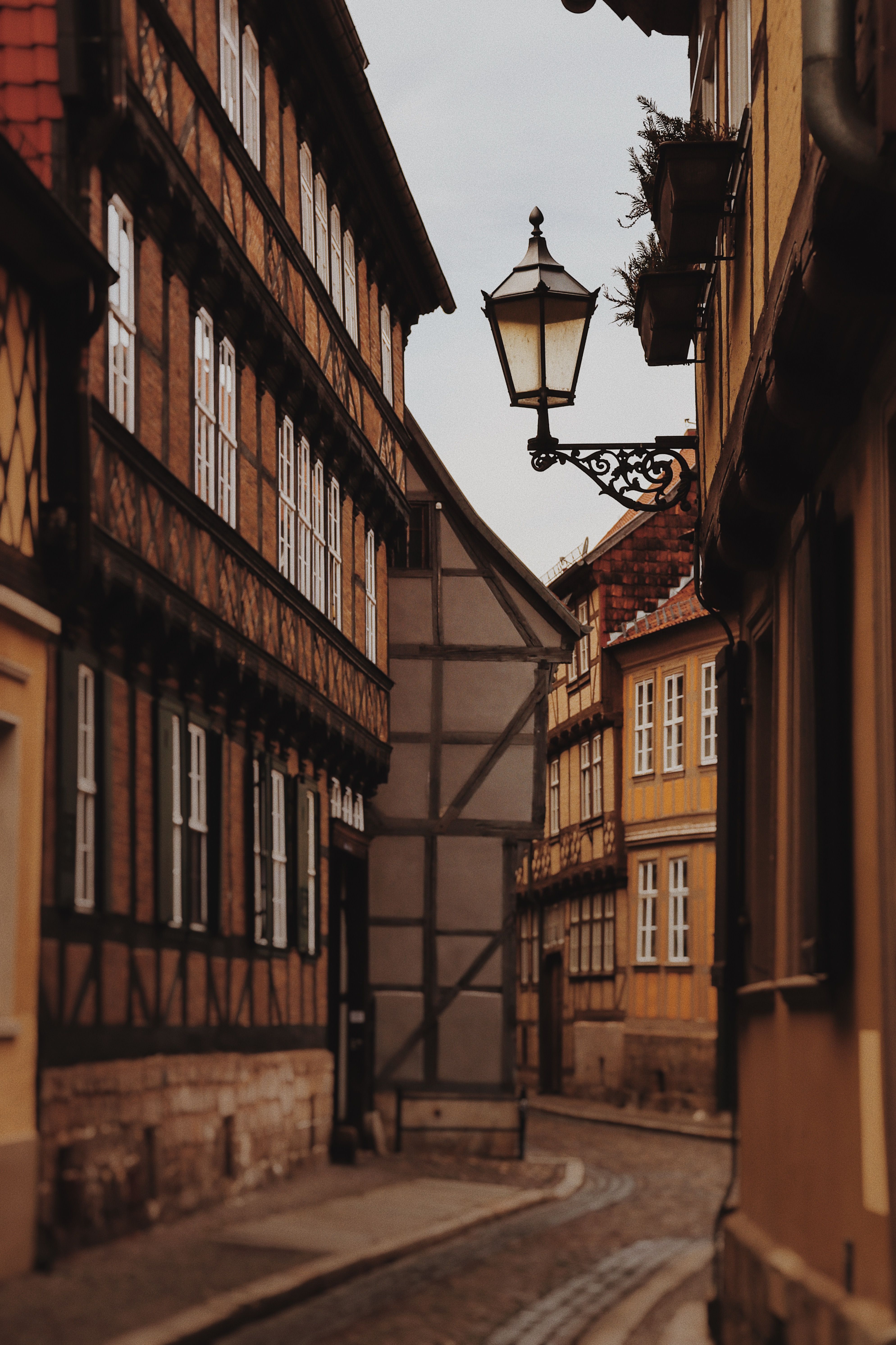Photo of an Alley with Street Lamps · Free Stock Photo