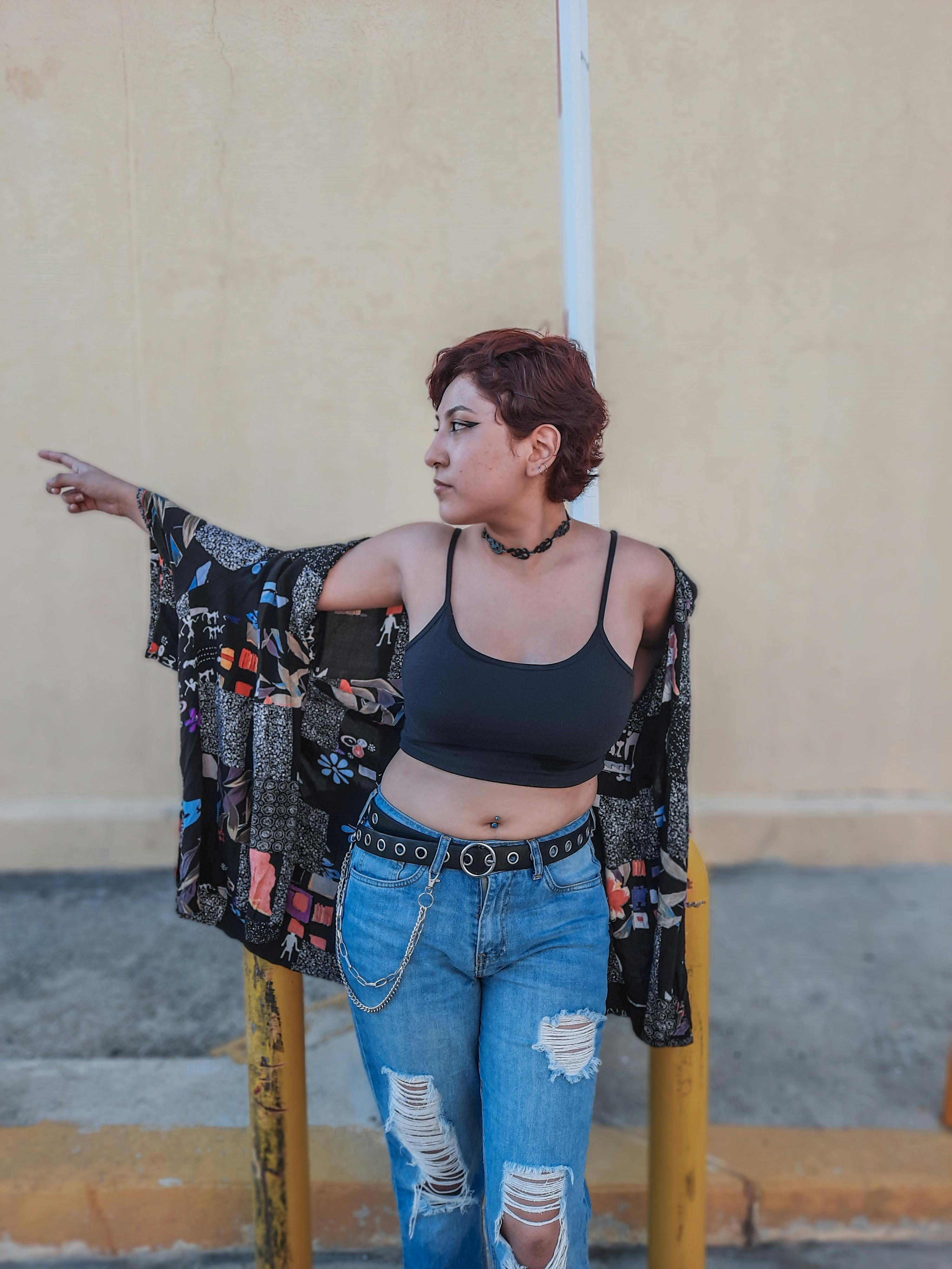 Woman Point To The Right Posing Photos, Download The BEST Free Woman ...