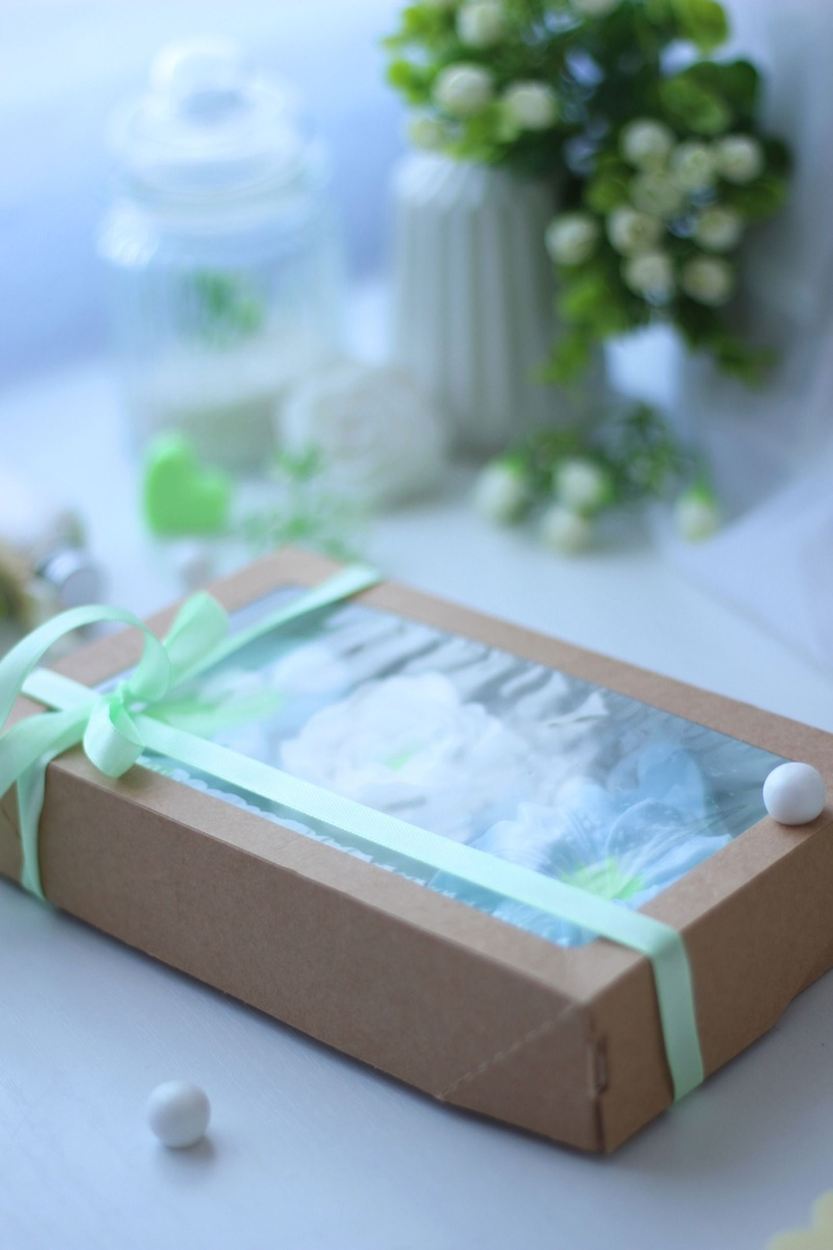 Teal Gift Box With Ribbon · Free Stock Photo