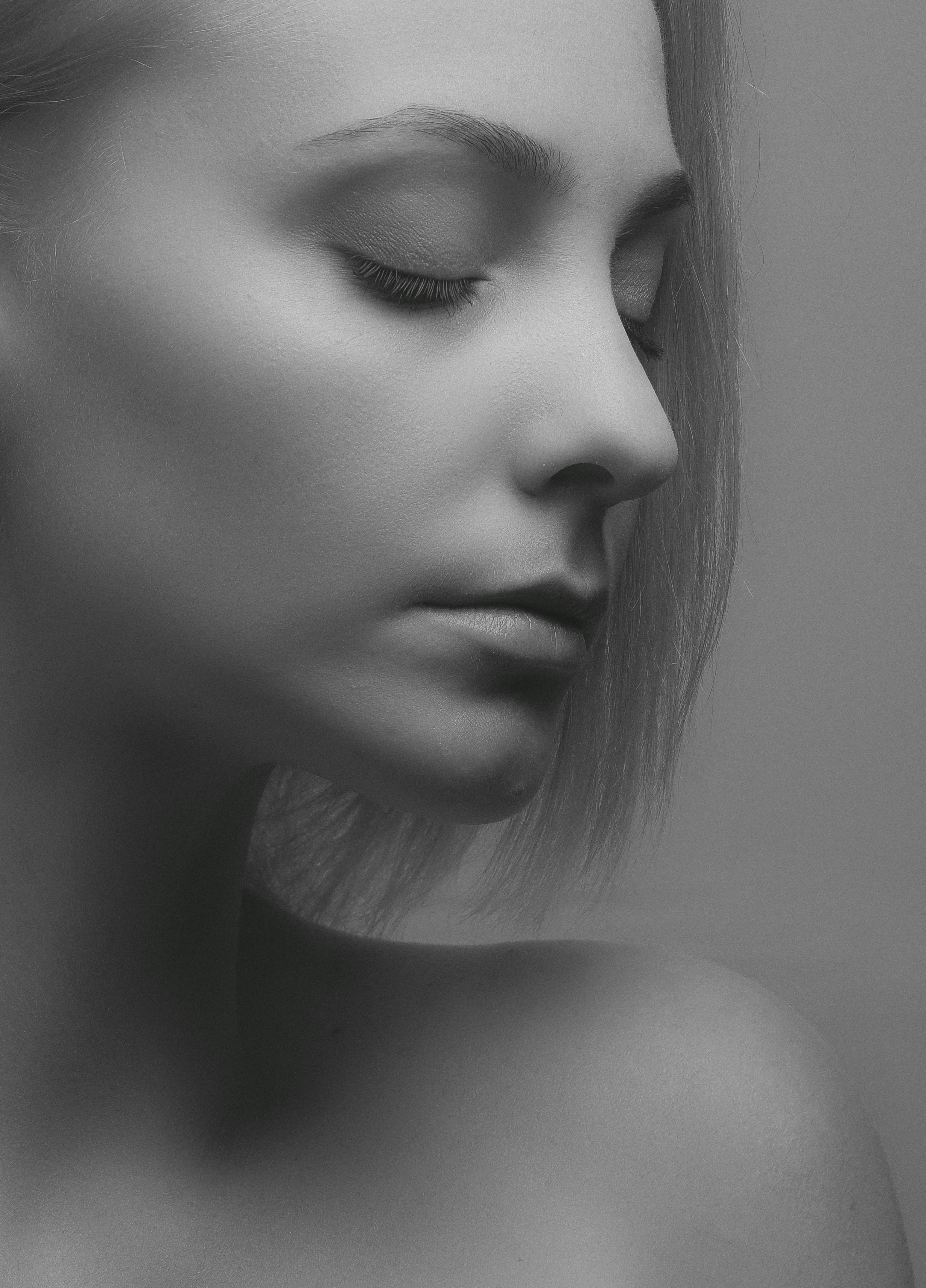 A Grayscale Photo of Woman's Face · Free Stock Photo