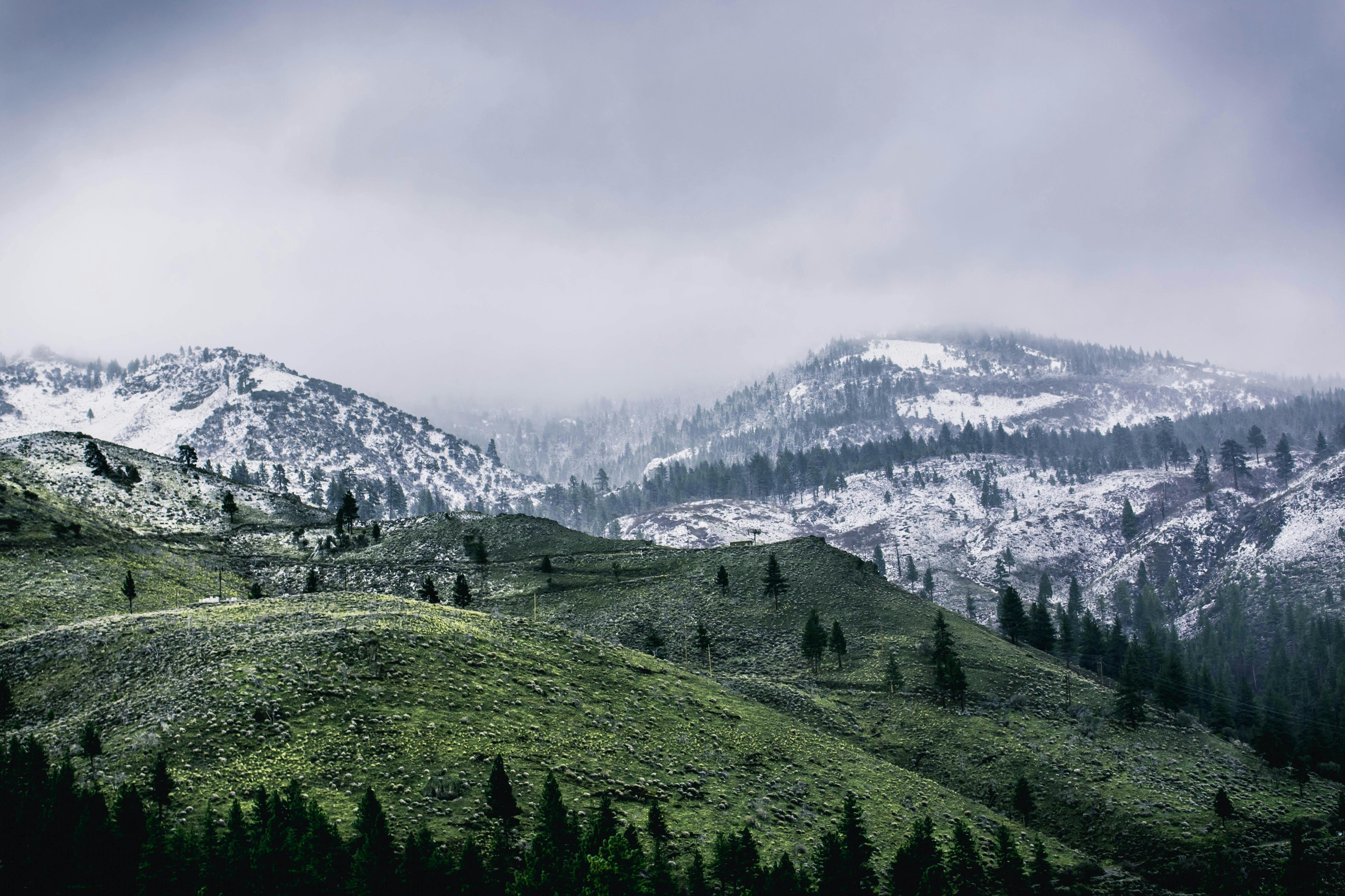 Green Mountain Covered by Snow · Free Stock Photo