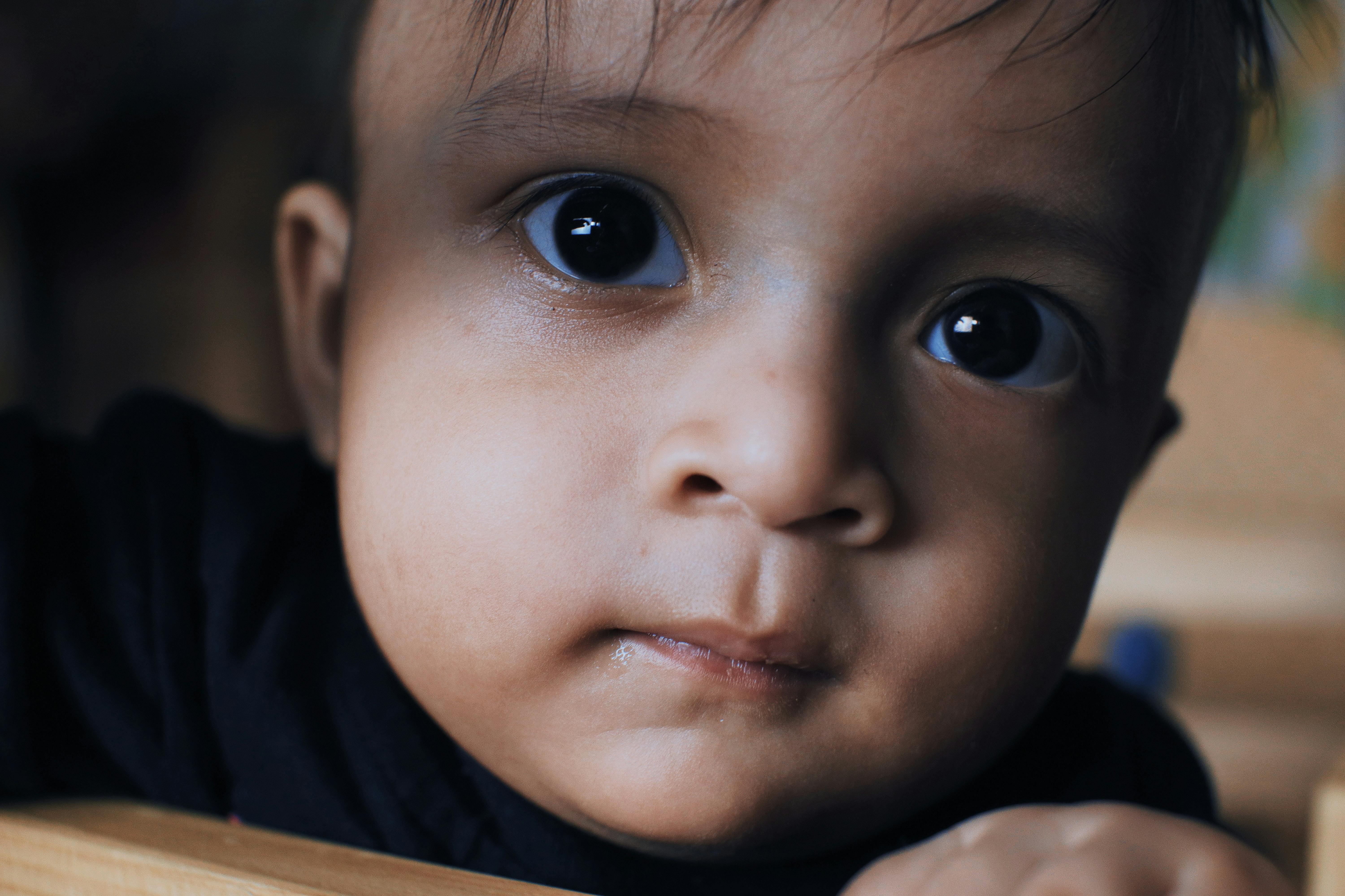 Close-Up Shot of a Cute Child Looking at Camera · Free Stock Photo