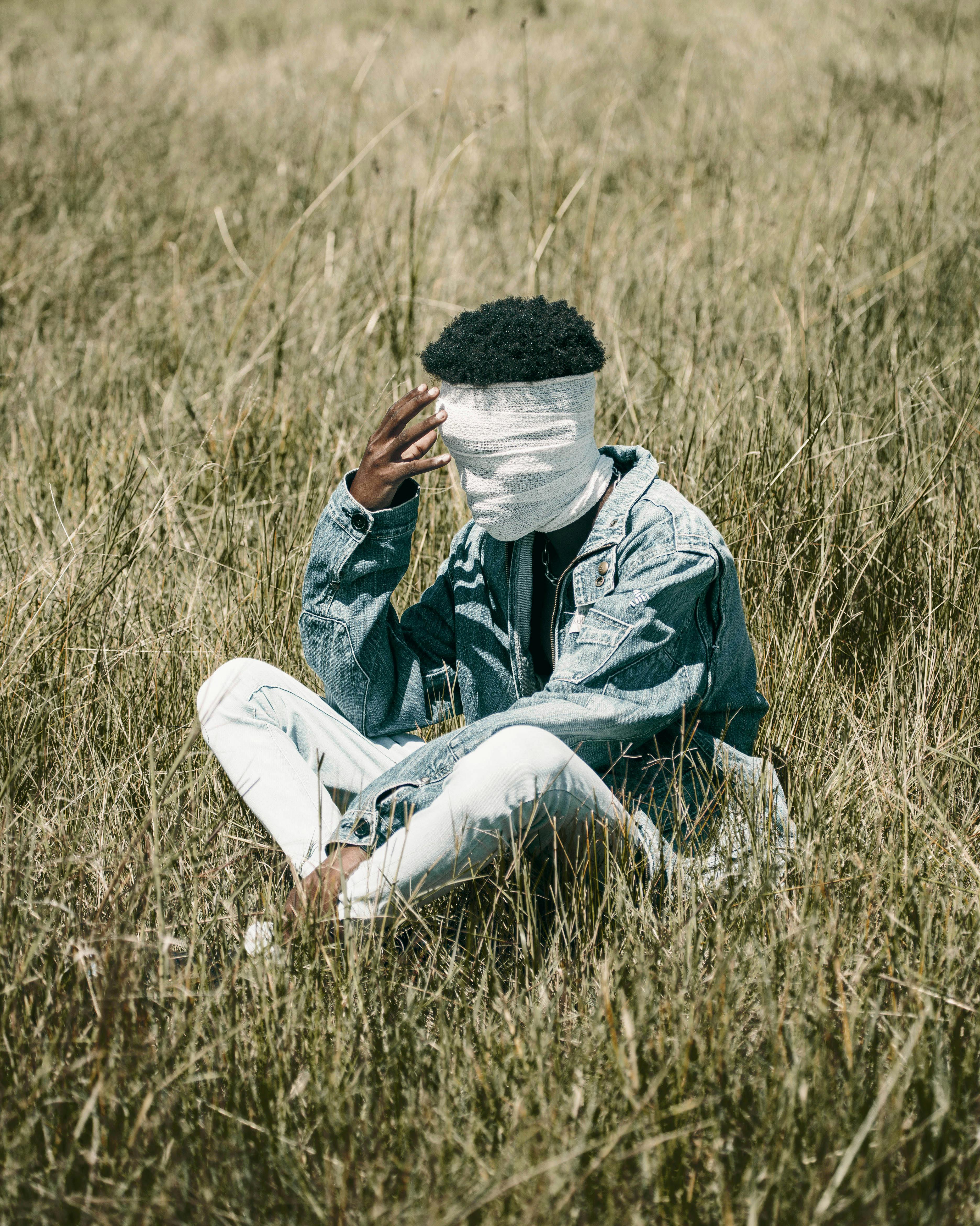Man in Water behind Fabric · Free Stock Photo