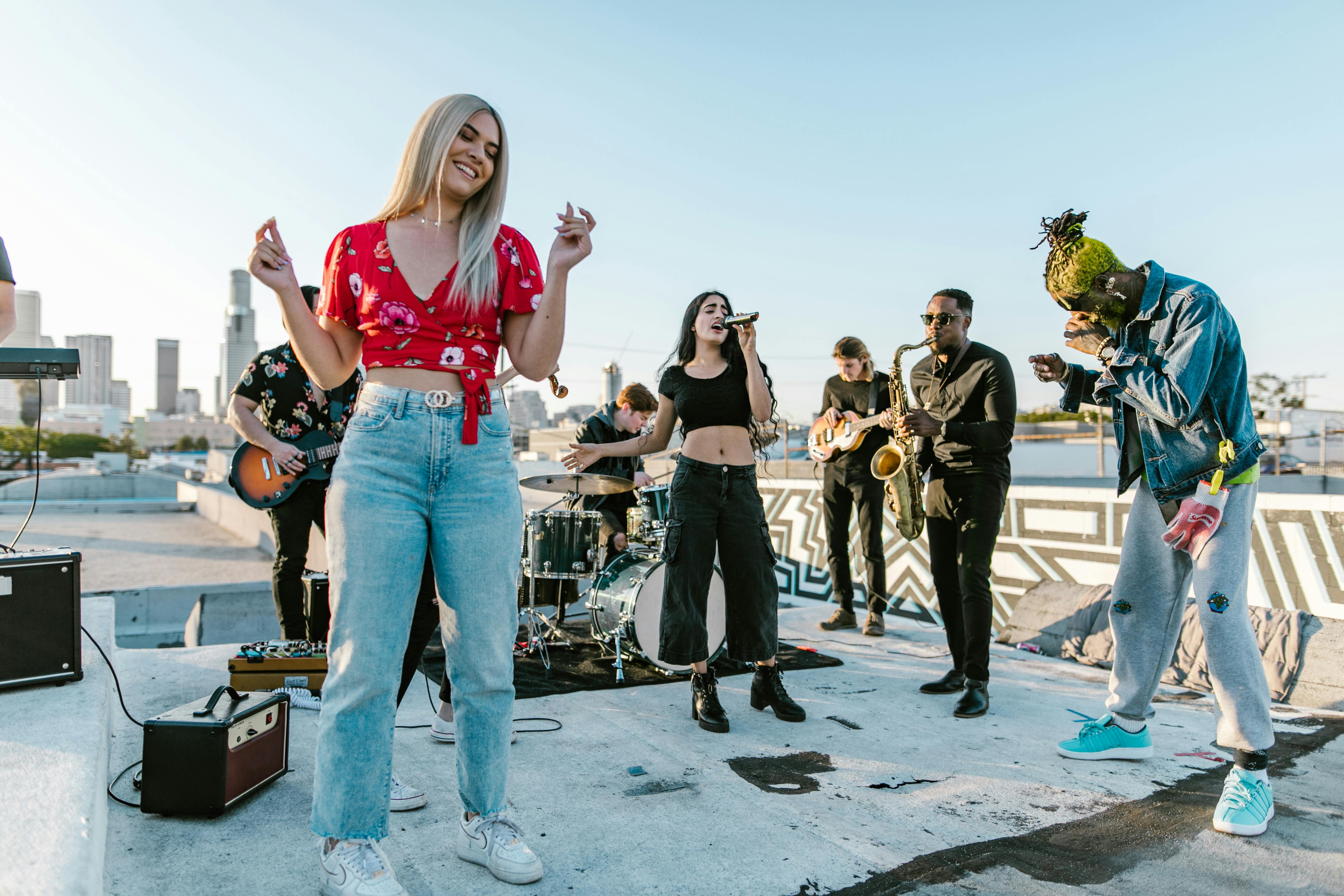 A Band Performing on the Rooftop · Free Stock Photo